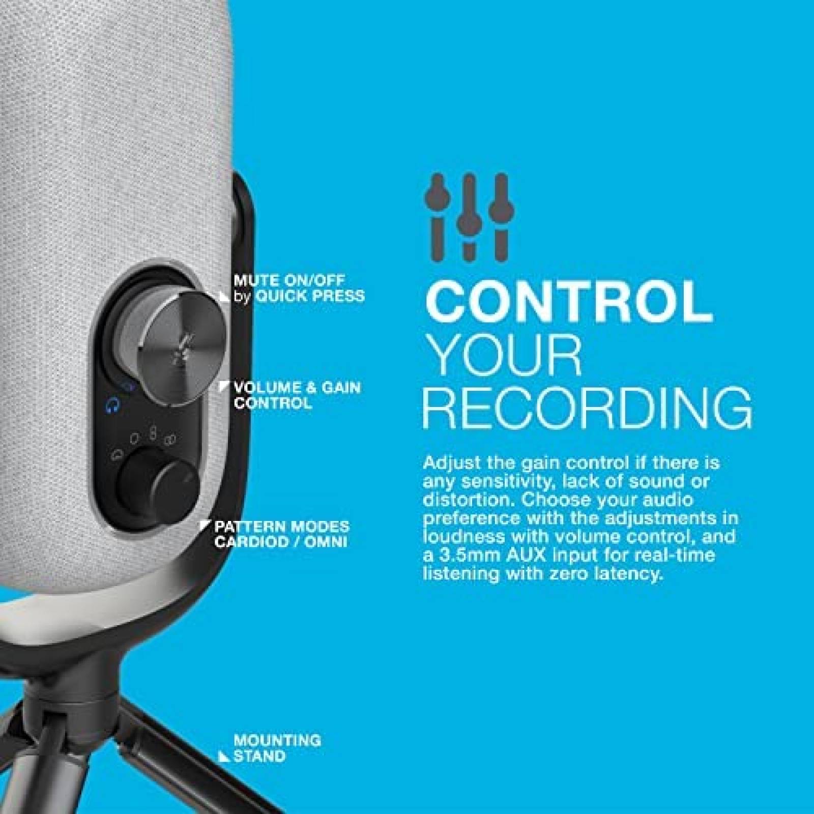 Microfono JLab Epic Talk Cardioide Bidireccional USB-C -Gris