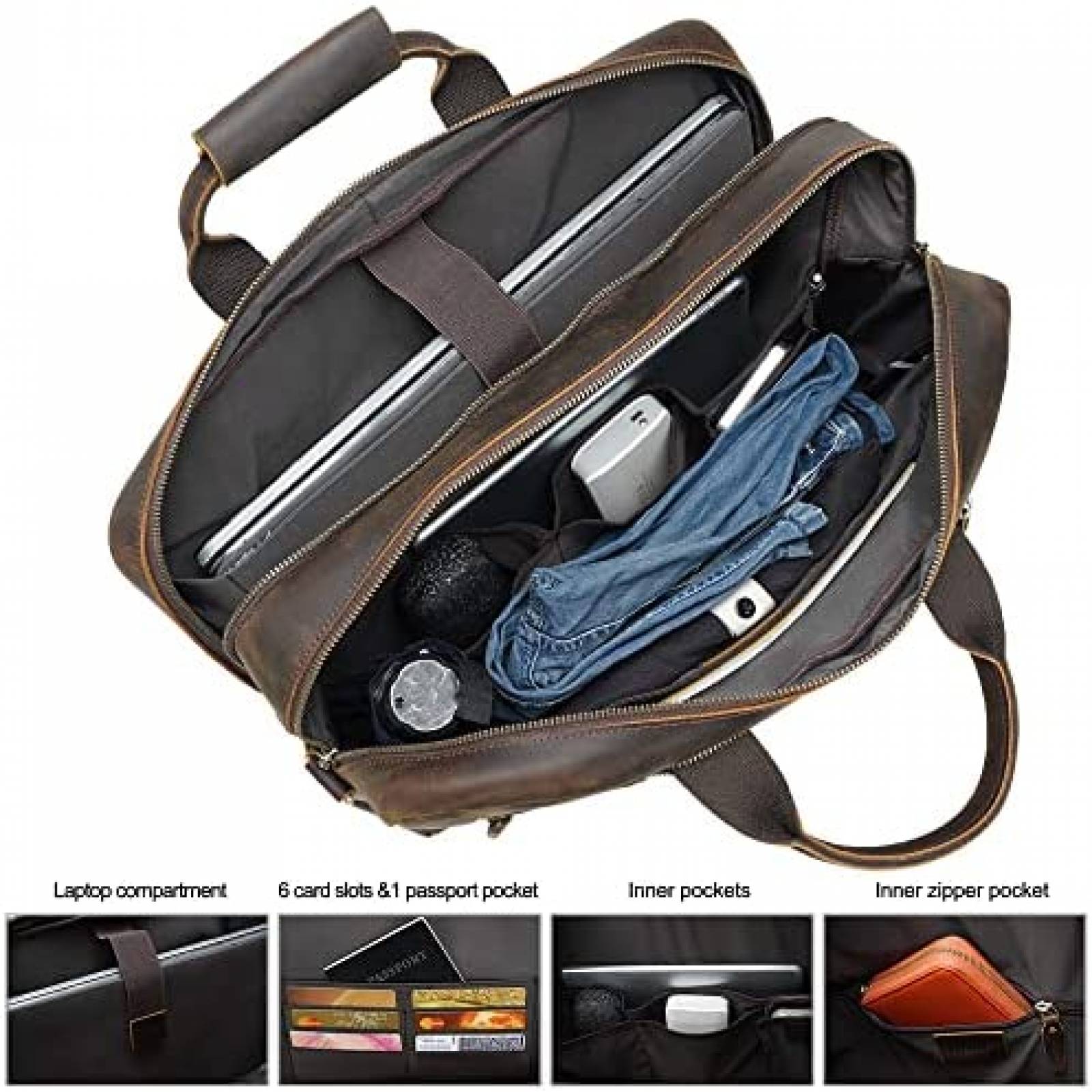 Mochila para Laptop TIDING 15.6'' Convertible Maletin -Cafe