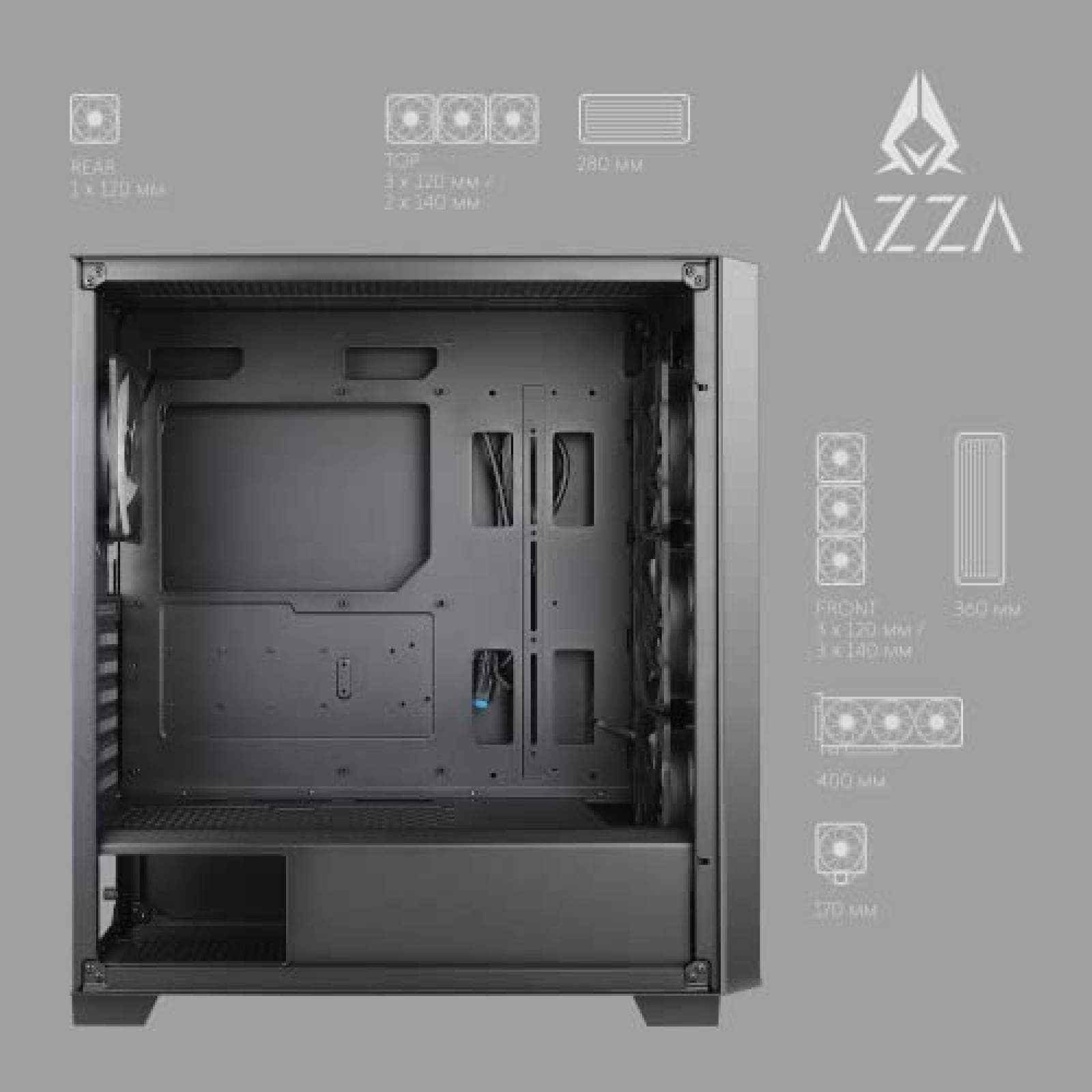 Gabinete PC AZZA Resistente Vidrio Templado RGB -Negro