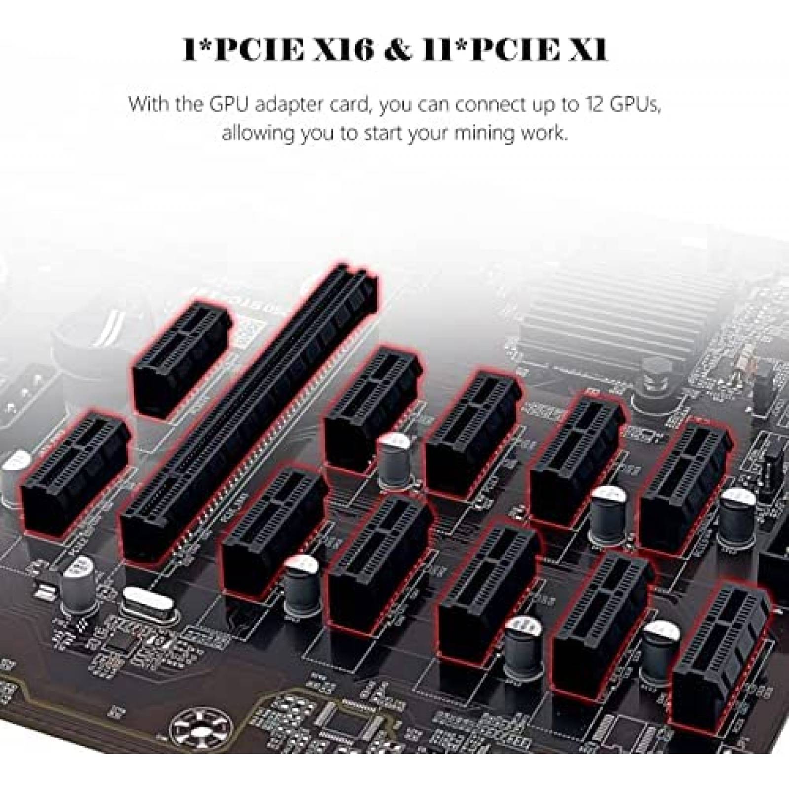 Tarjeta Madre Cpu Shangzhaoyuan Para Mineria 12 Pcie Ranuras