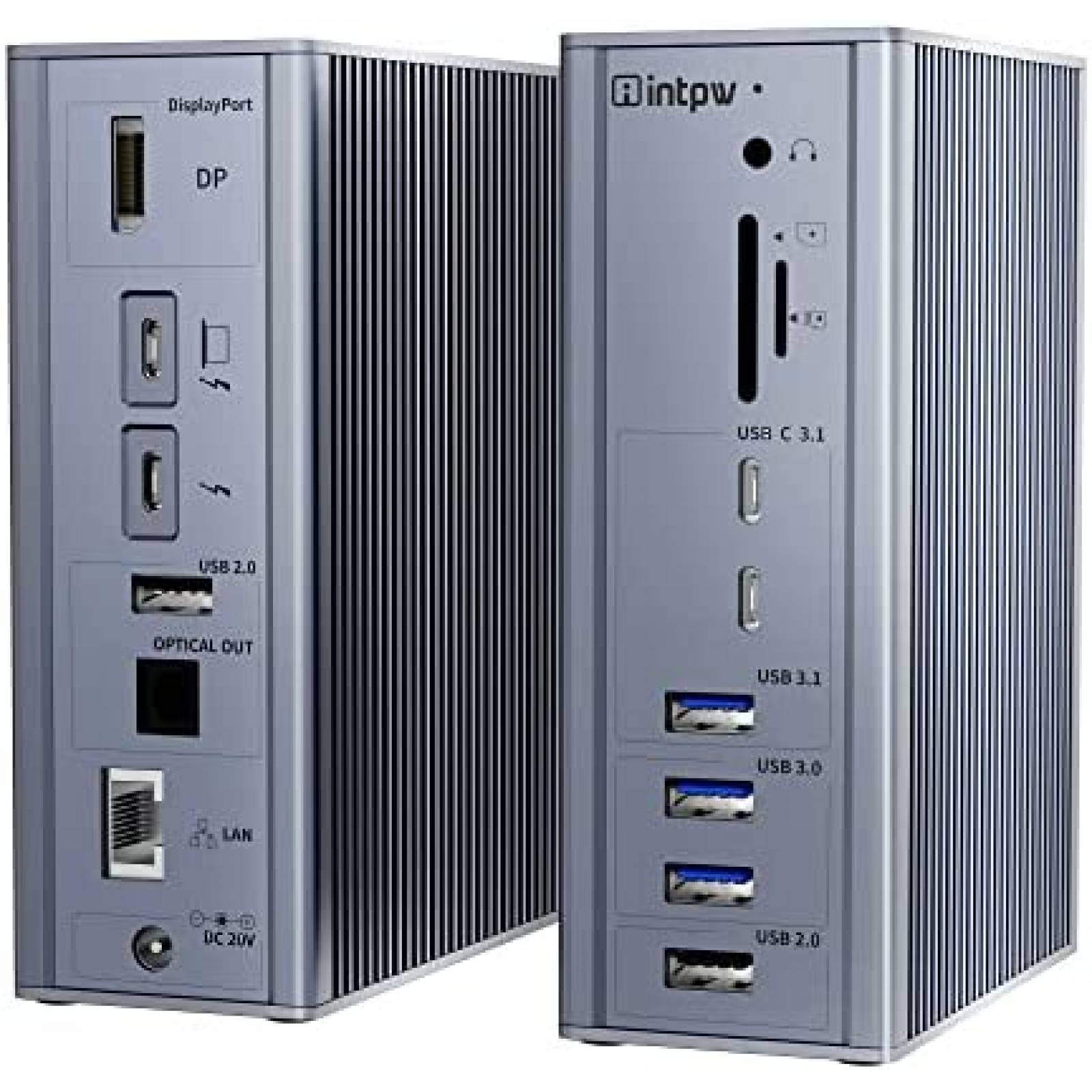 Docking Station Intpw 16 en 1 Doble 4K DP Thunderbolt -Gris