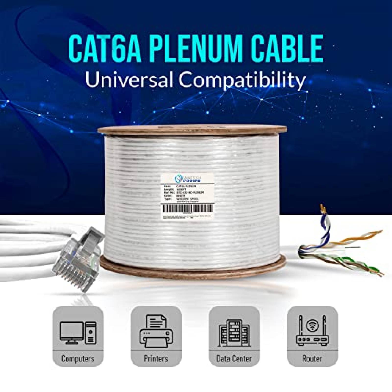 Cable Ethernet NewYorkCables Cat6a 300m 23AWG 750MHz -Blanco