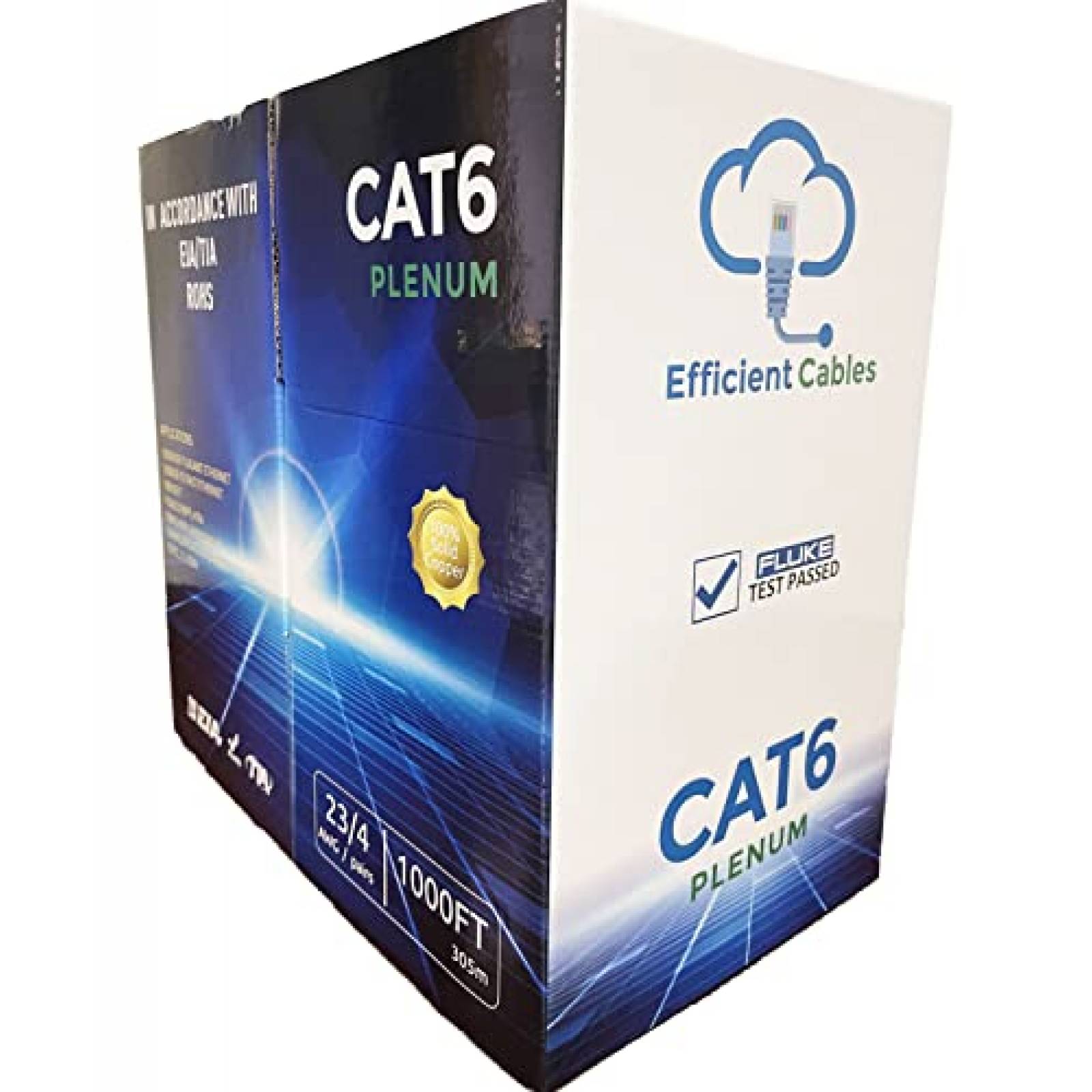 Cable Ethernet Efficient Cables Cat6 Plenum 300m 23AWG UTP