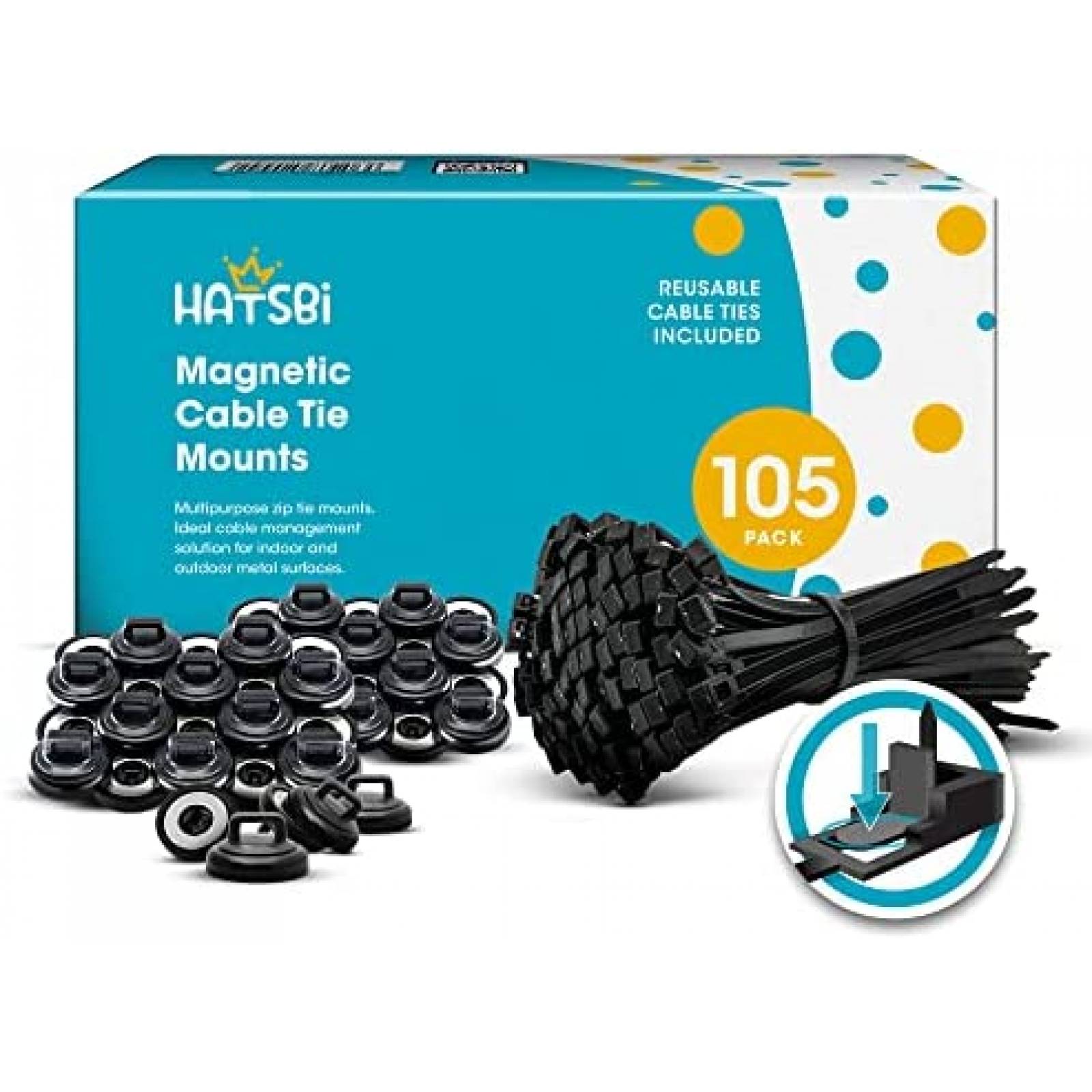 Sinchos Multiproposito Hatsbi Pack de 105 Pzs -Negro