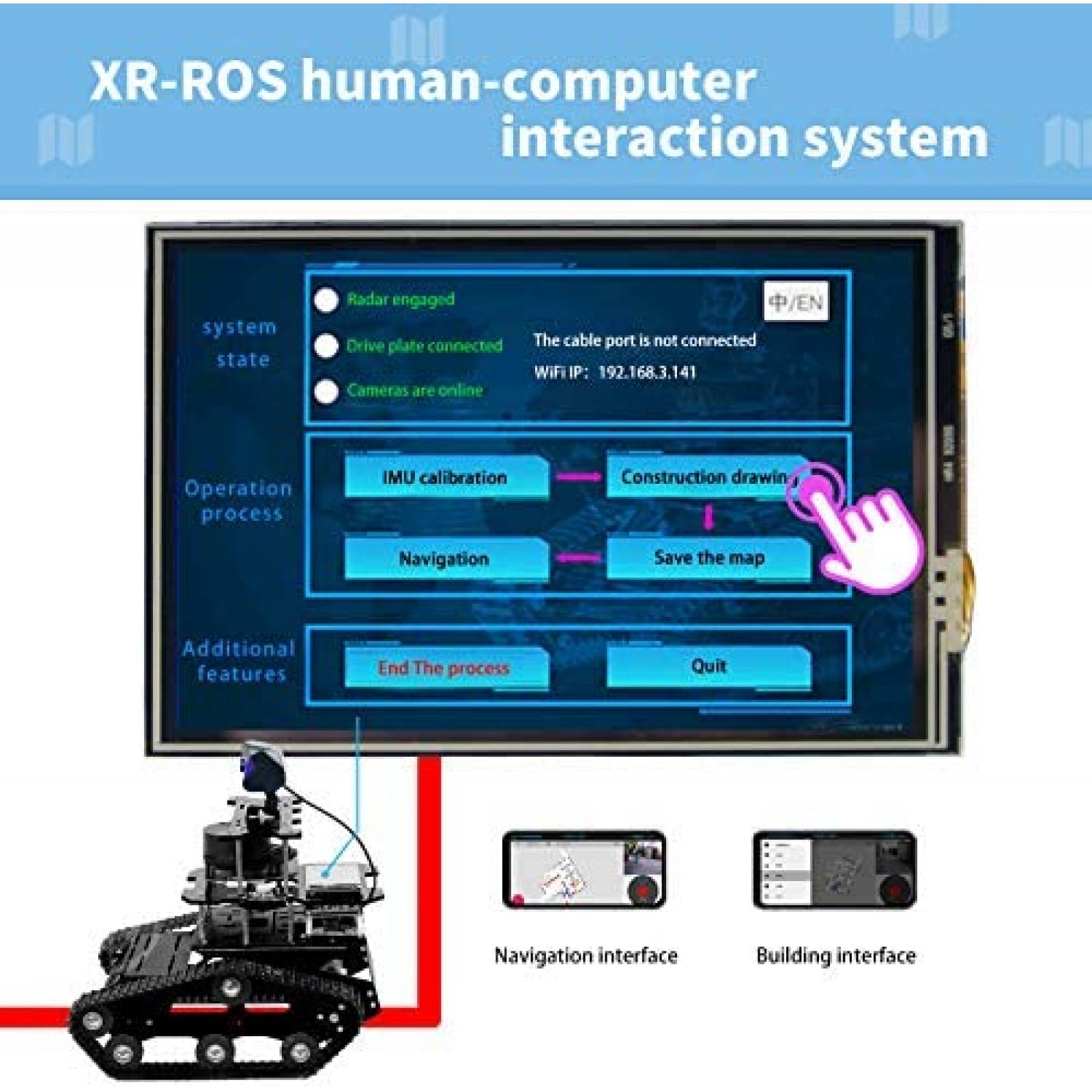 Mini Robot XiaoR Geek Con Placa Base Raspberry Pi 4B -Negro