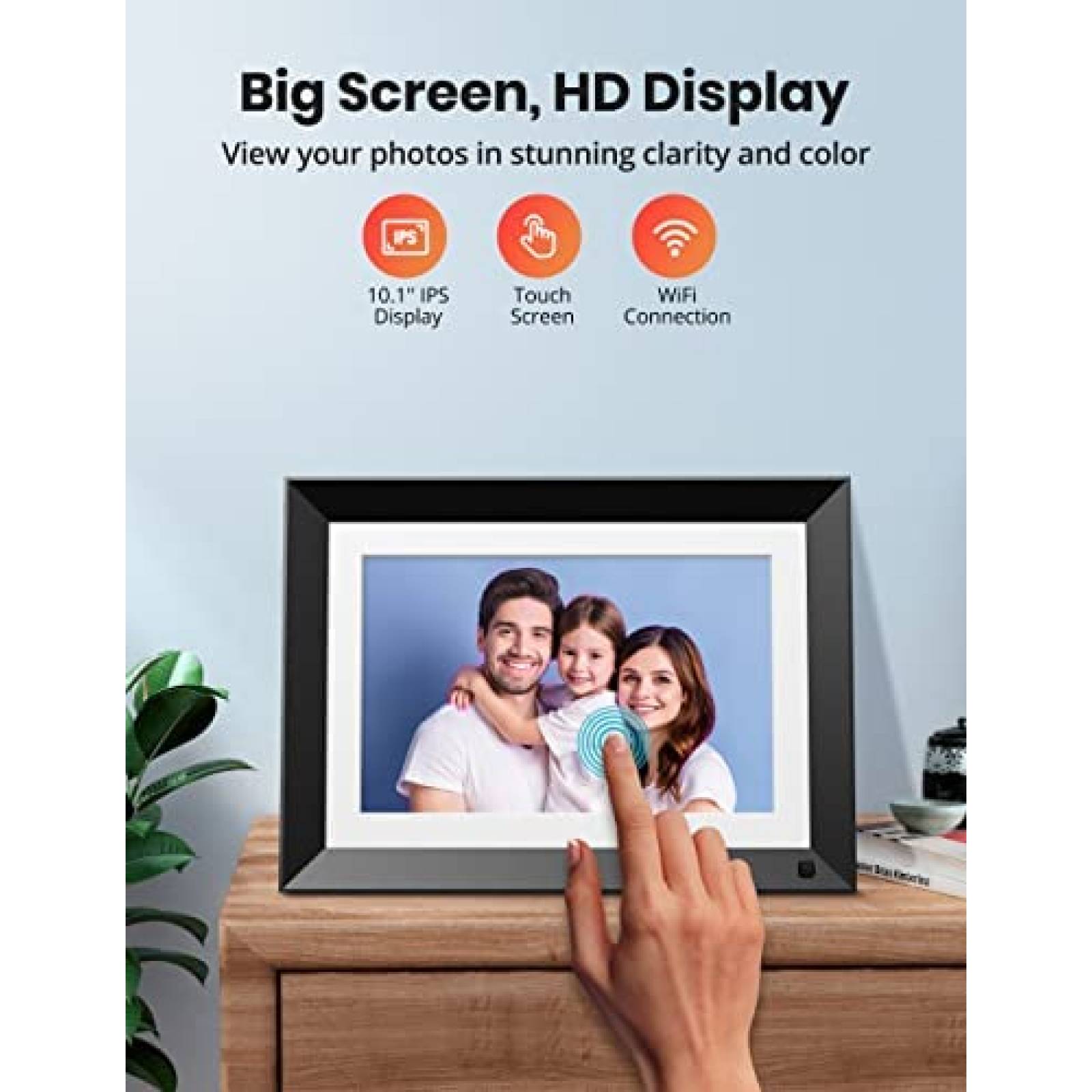 Portaretratos Digital EVATRONIC Touchscreen Wifi FHD -Negro