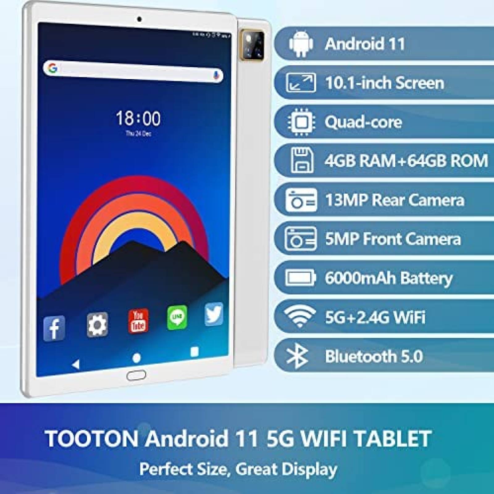 Tablet TOOTON TT-113 10'' 4GB RAM 64GB ROM WiFi -Blanco