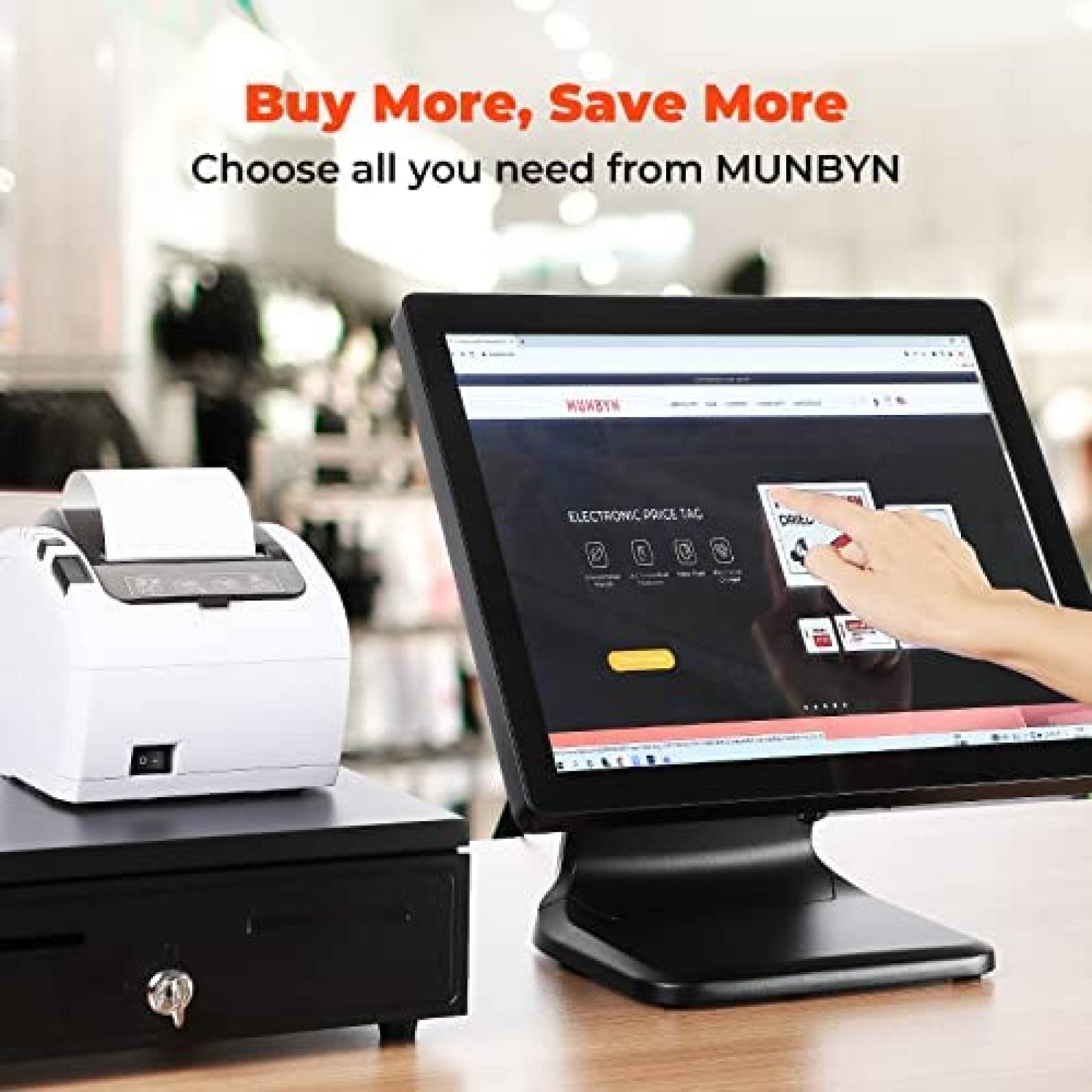 Monitor Touch MUNBYN 17 Pulgadas 400 Nits LED POS -Negro