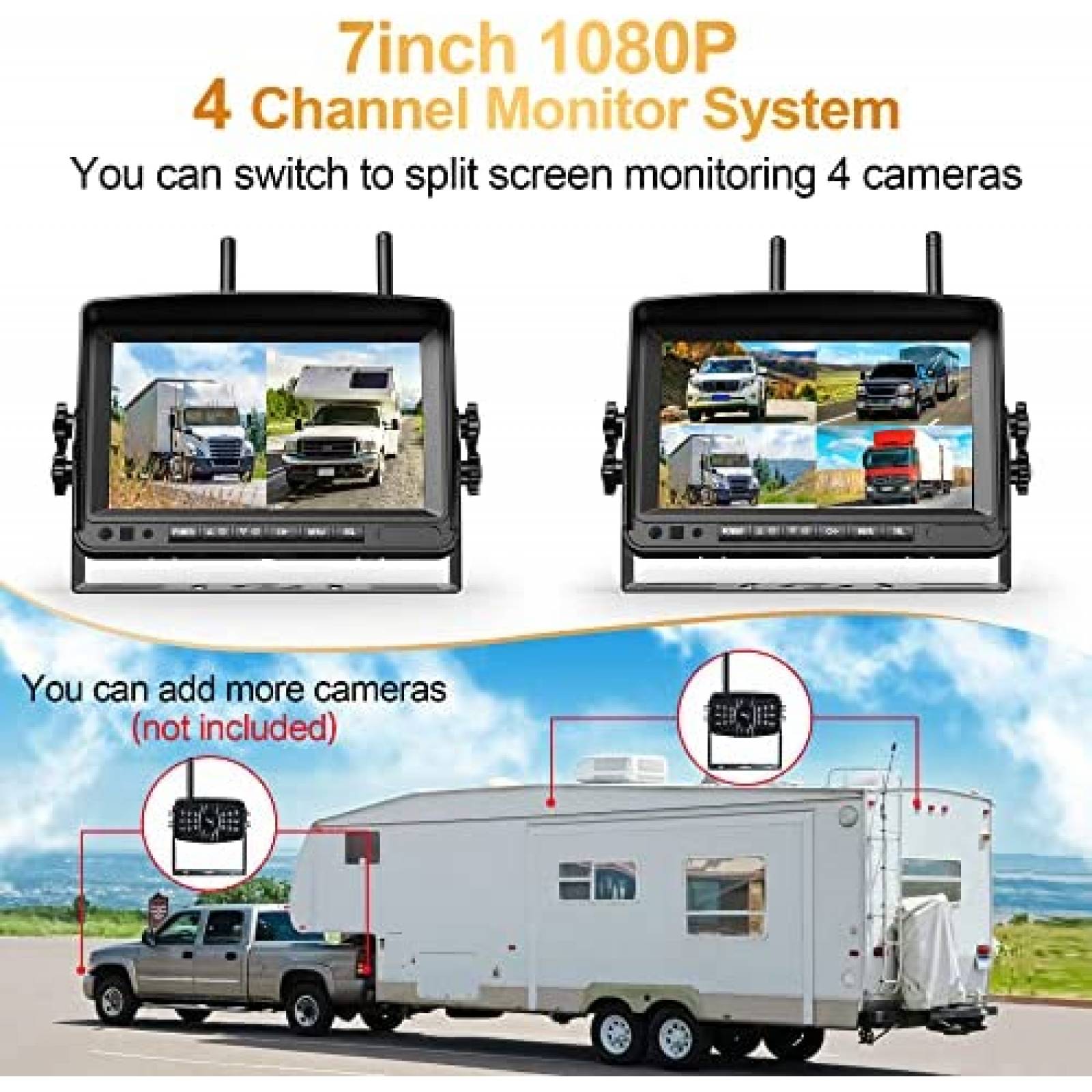 Camara de Reversa FEISIKE Para Remolque HD 1080p Monitor