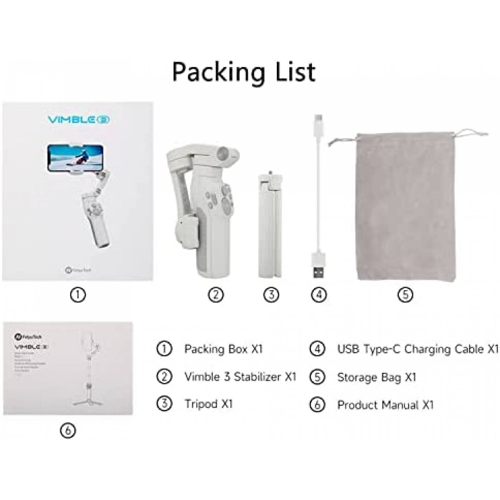 Estabilizador FeiyuTech Vimble 3 Extendible 198mm -Blanco