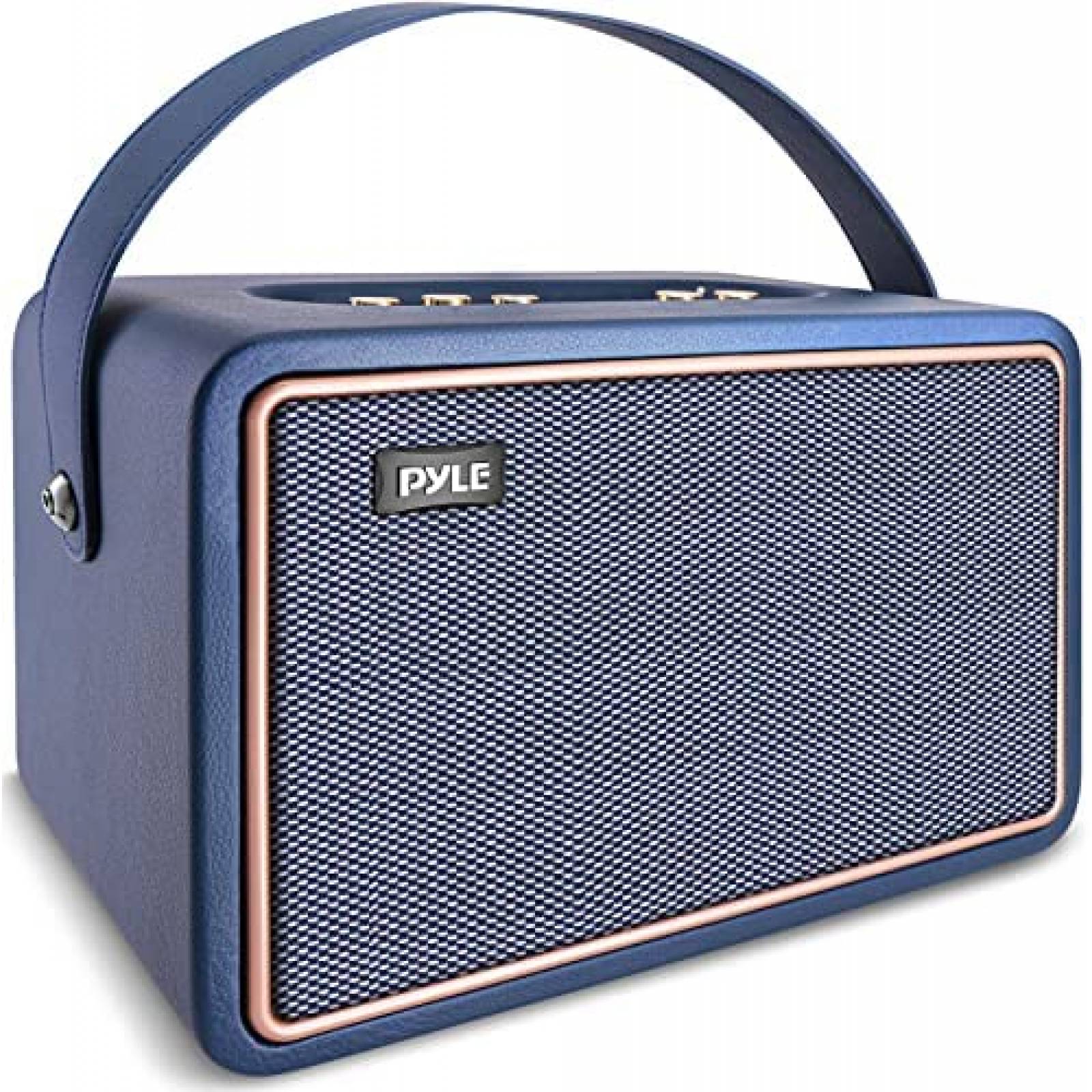 Bocina Bluetooth Pyle Vintage Retro Aux con Correa -Azul