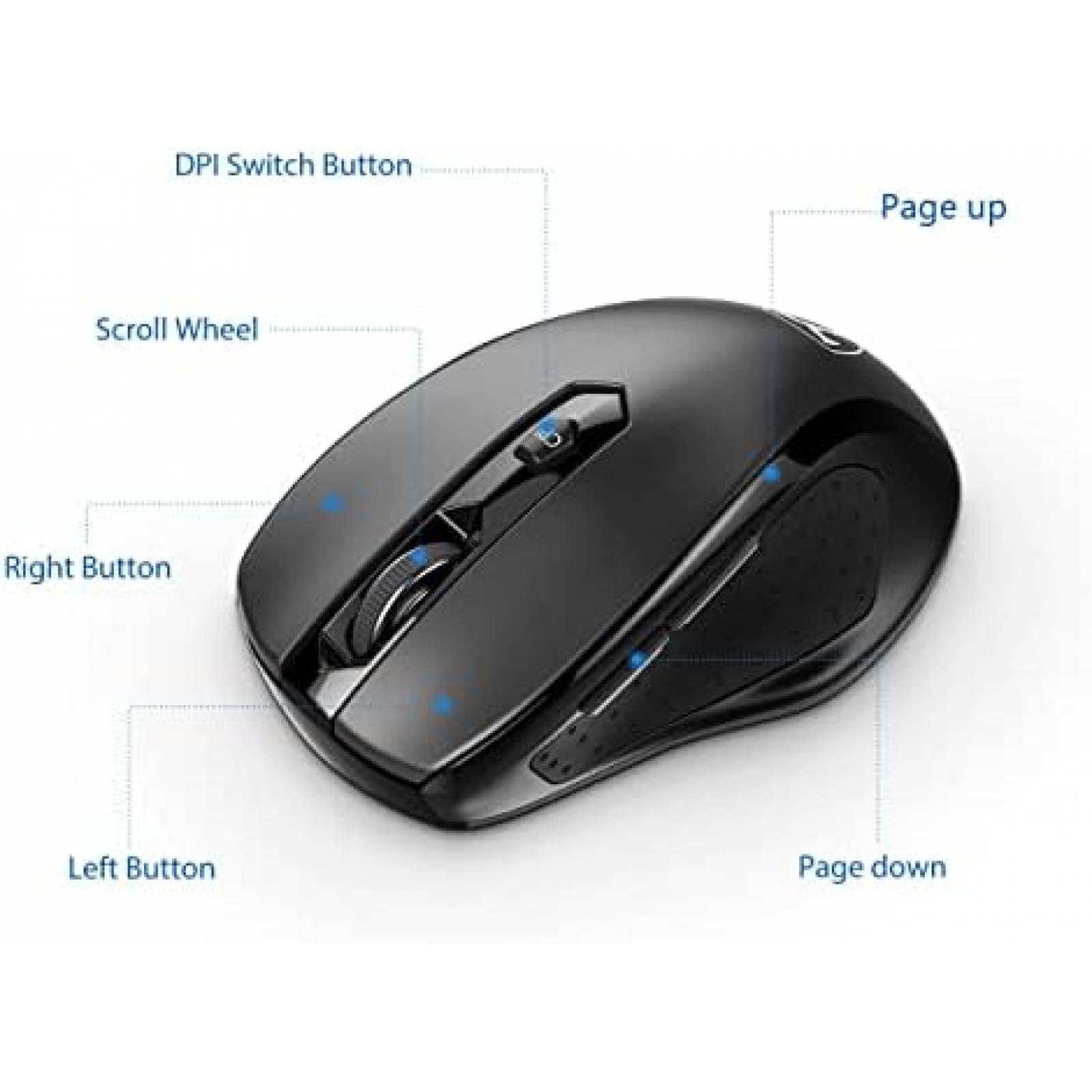 Mouse Gamer HOTWEEMS Inalambrico Ergonomico Ajustable -Negro