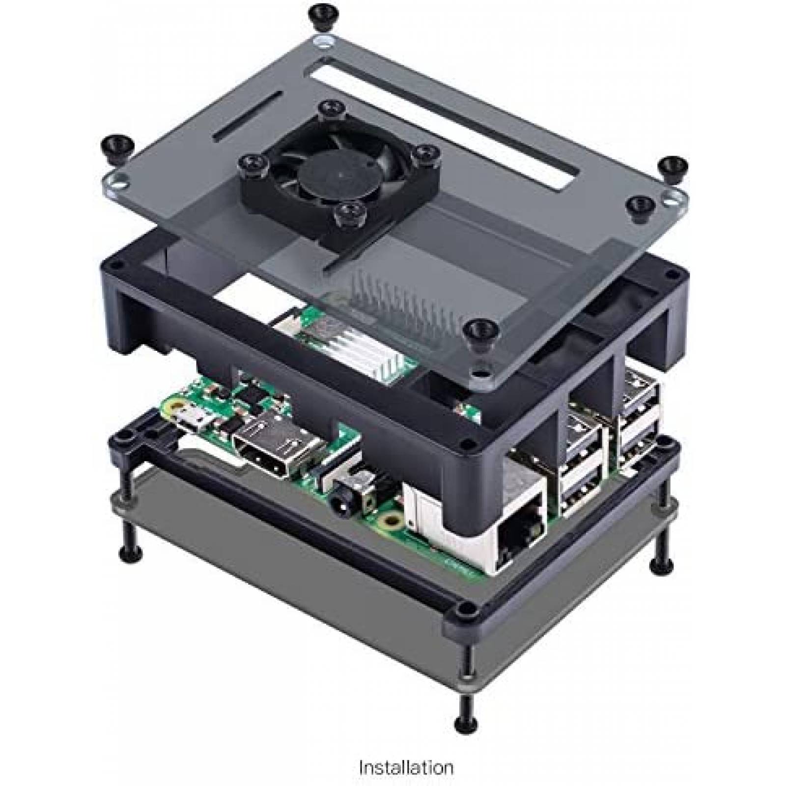 Funda Para Raspberry Pi 4 Smraza Model B RPI 5V 3A -Negro