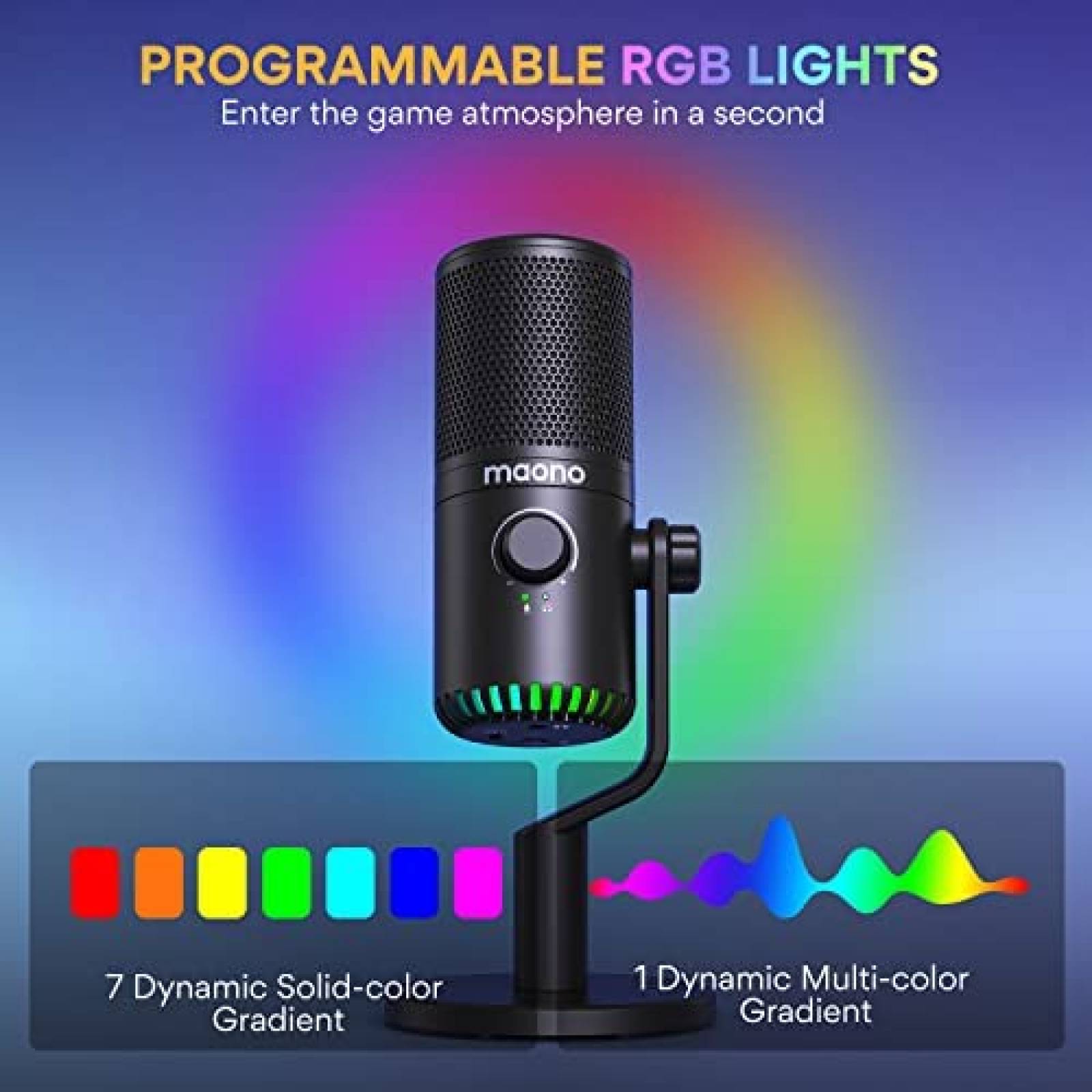 Microfono Gamer MAONO DM30 RGB Programable para Streaming