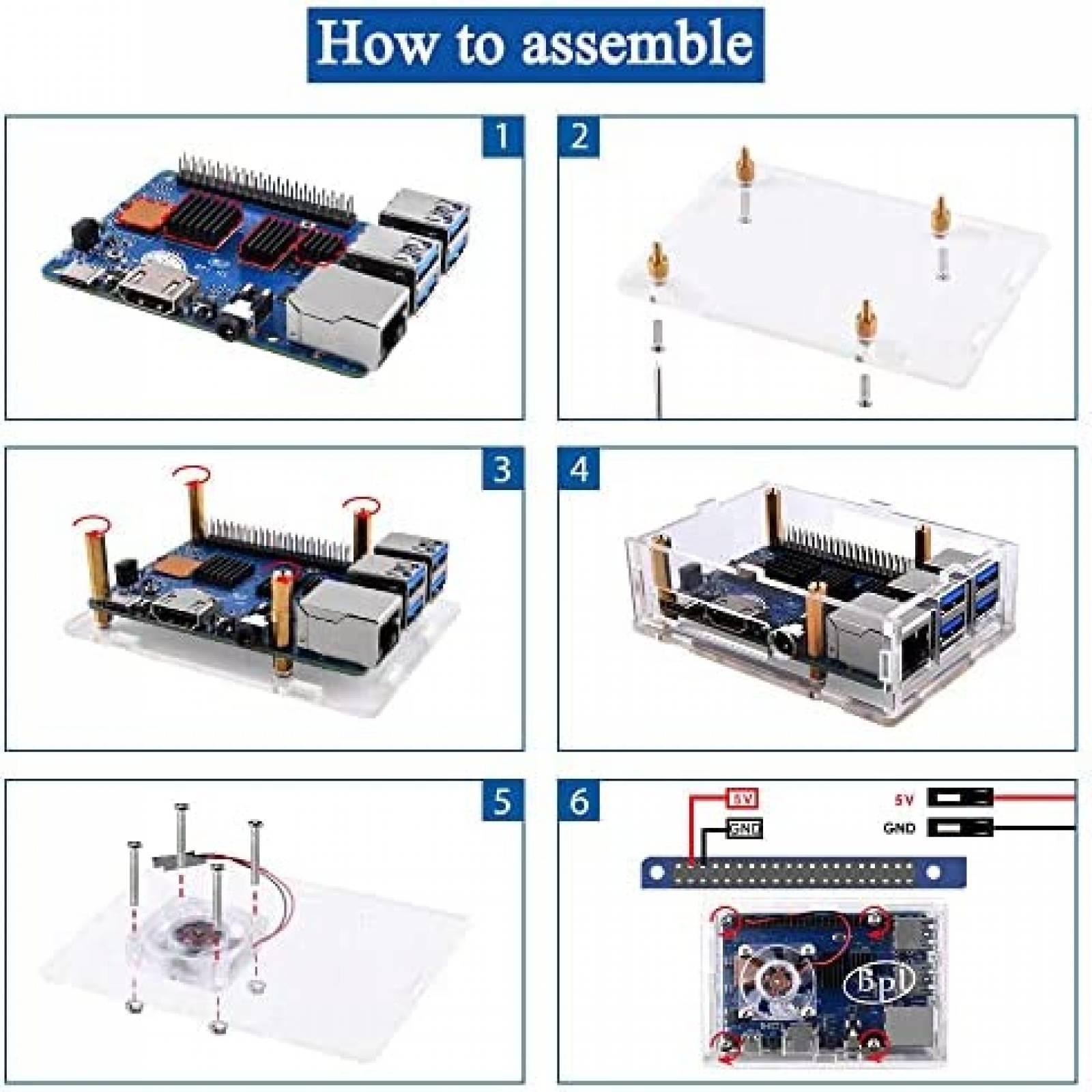 Kit Banana Pi GeeekPi BPI-M5 Amlogic S905X3 Case -Azul