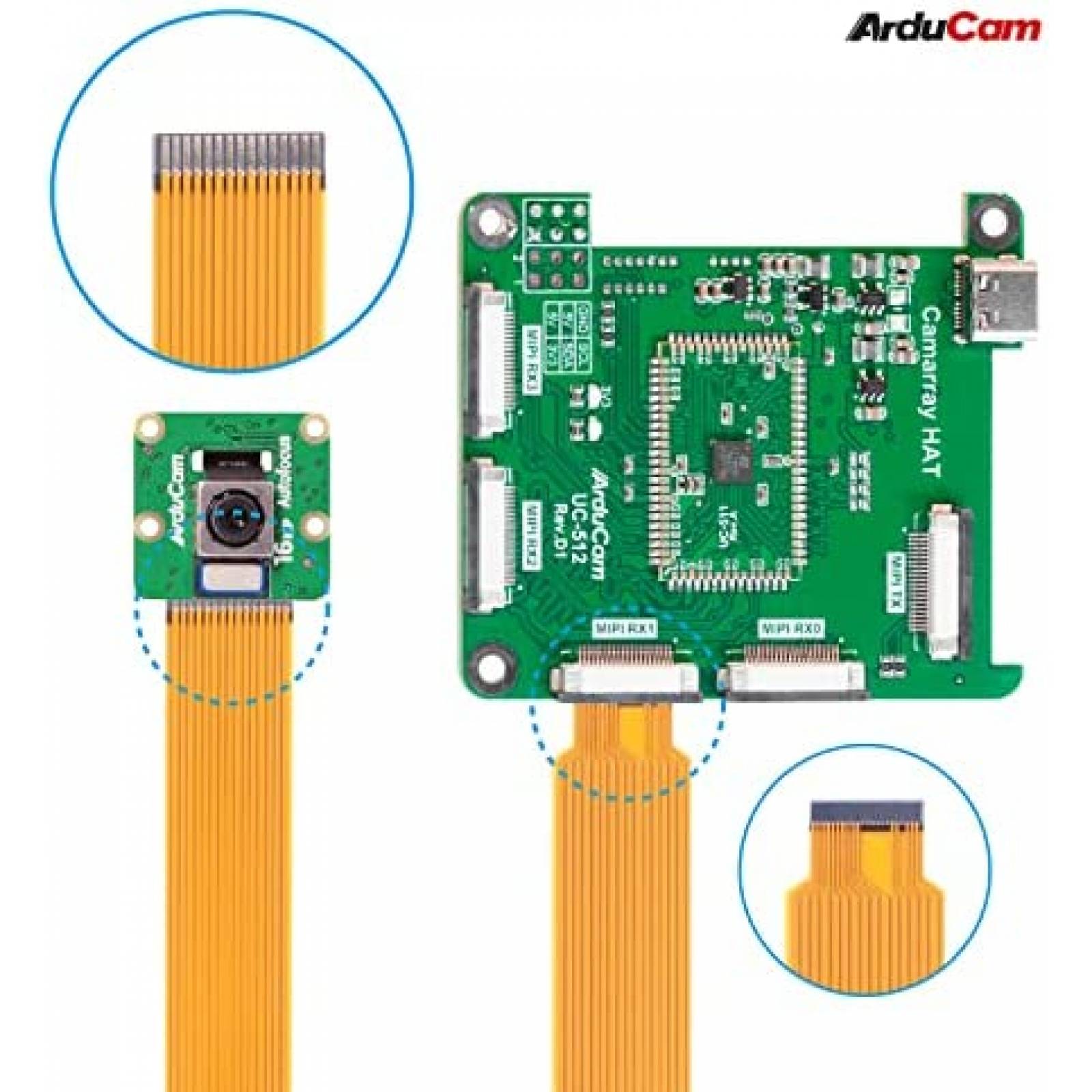 Kit Camaras Arducam 16MP Autoenfoque para Raspberry Pi -Verd