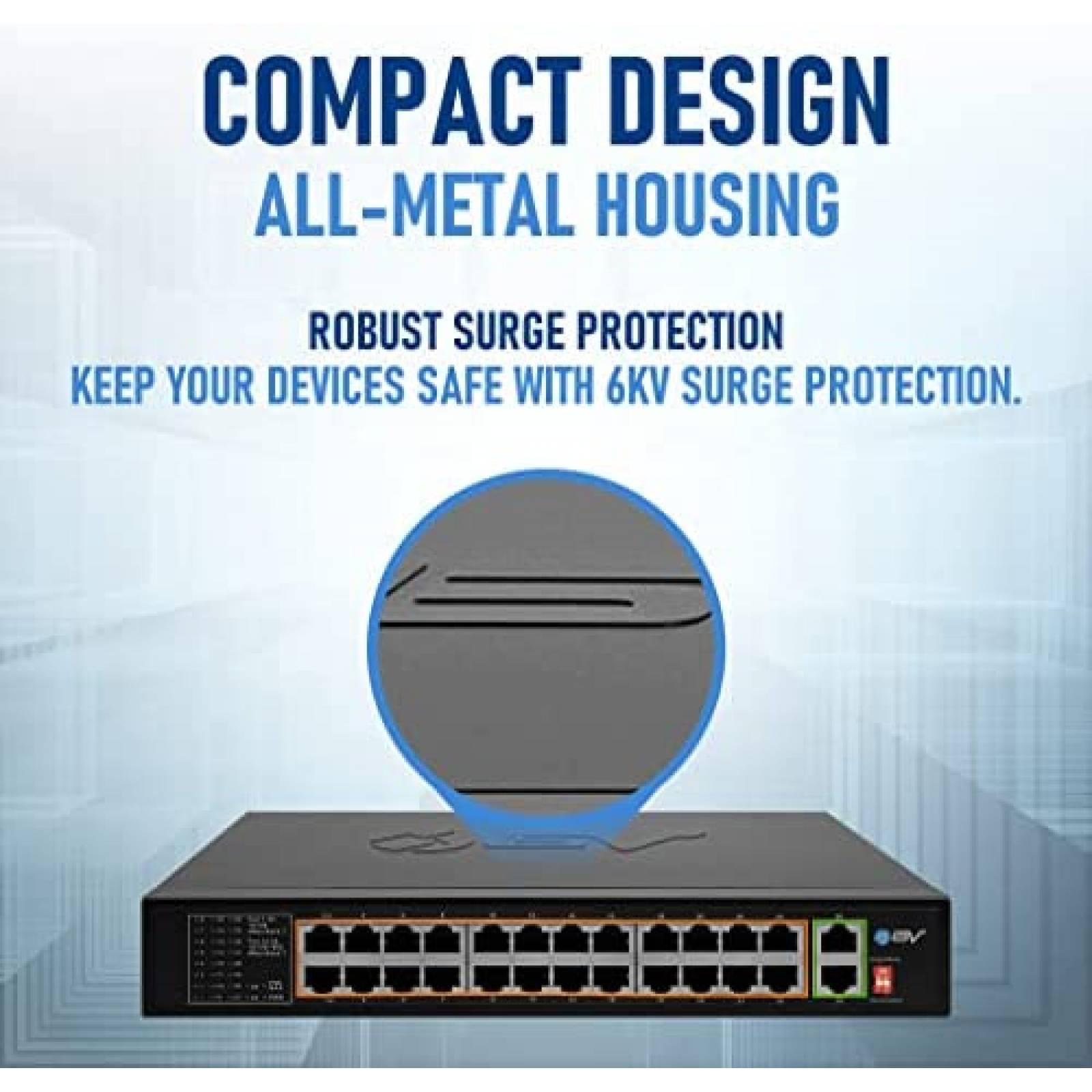 Router BV-Tech POE-SW2402 de 24 Puertos Ethernet -Negro