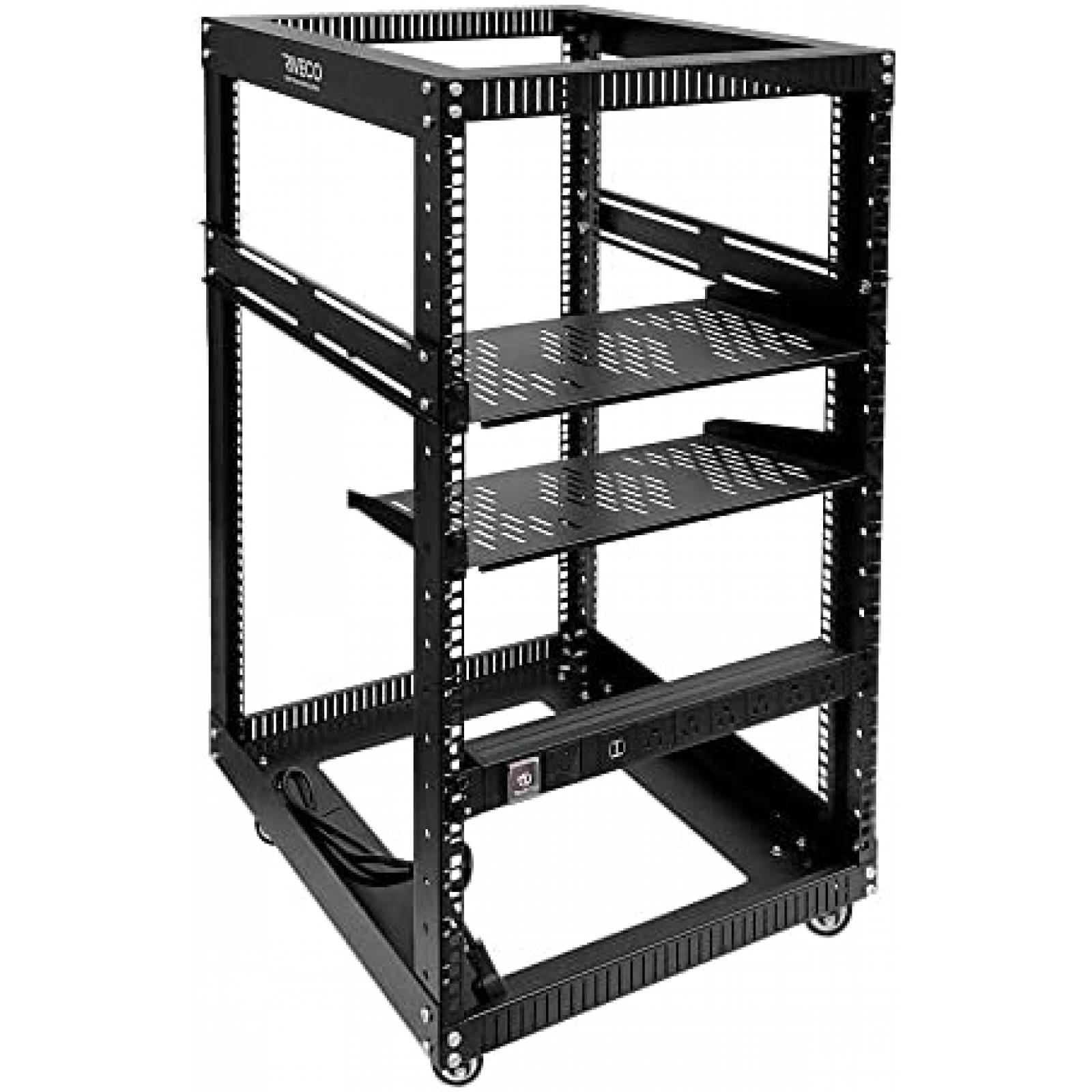 Rack Para Servidores RIVECO 8 Salidas Con Ruedas -Negro