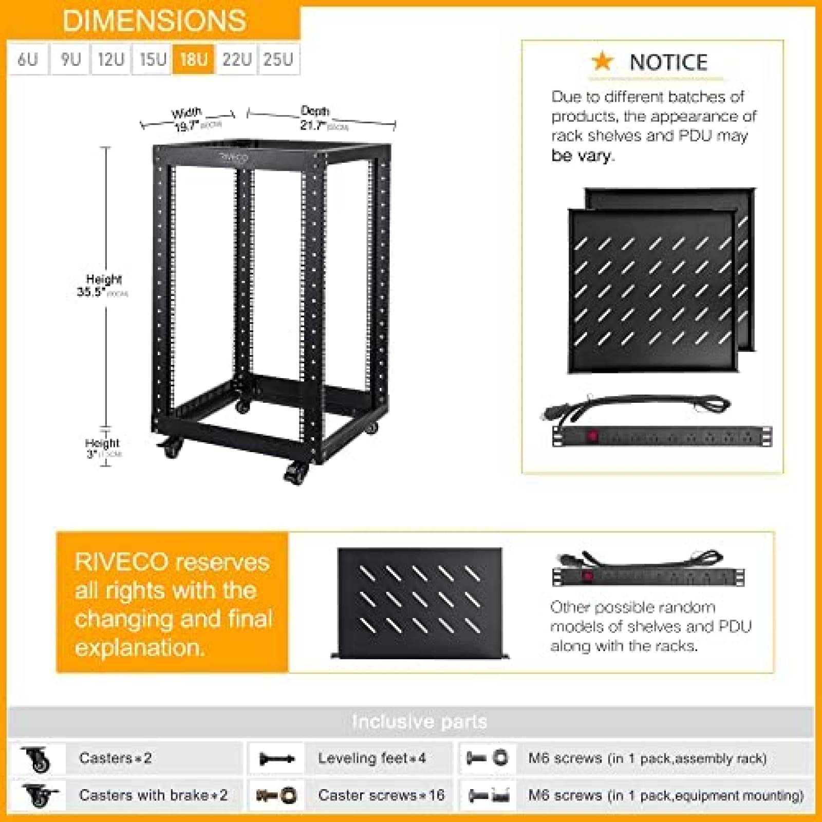 Rack Para Servidores RIVECO 8 Salidas Con Ruedas -Negro
