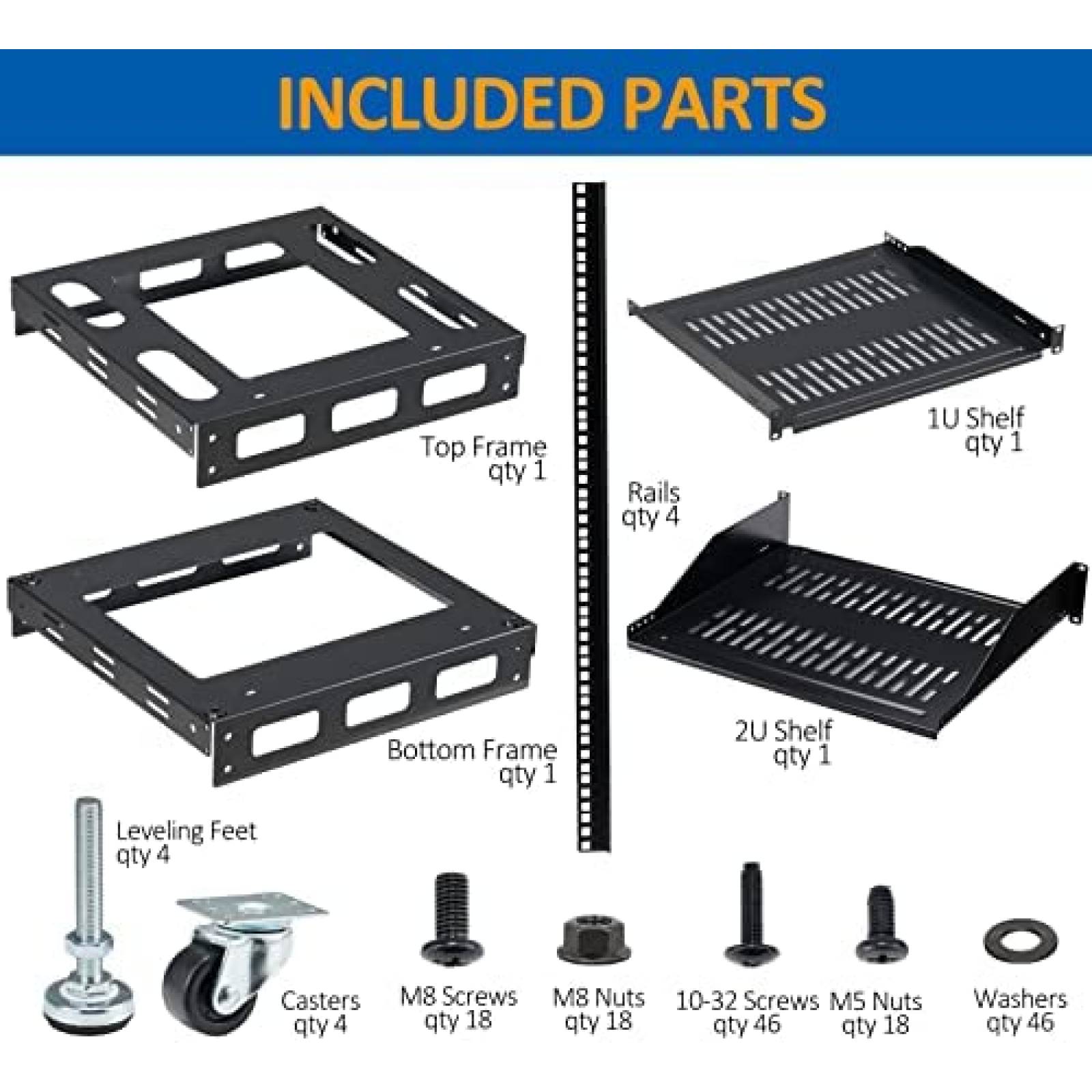Rack Servidor Tedgetal 20U Abierto con 2 Repisas -Negro