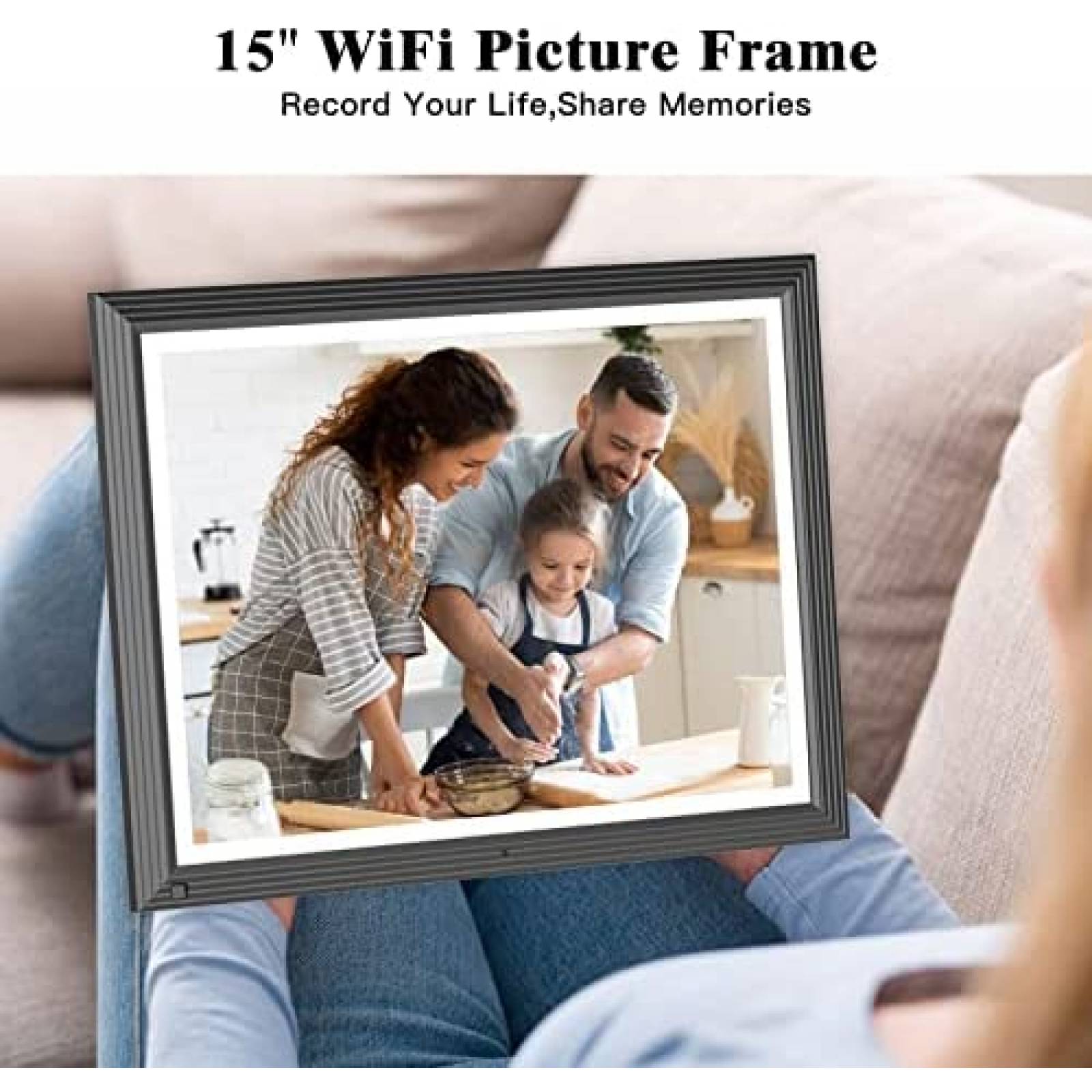 Portaretratos Digital FULLJA 15" Tactil WiFi 32 GB -Negro