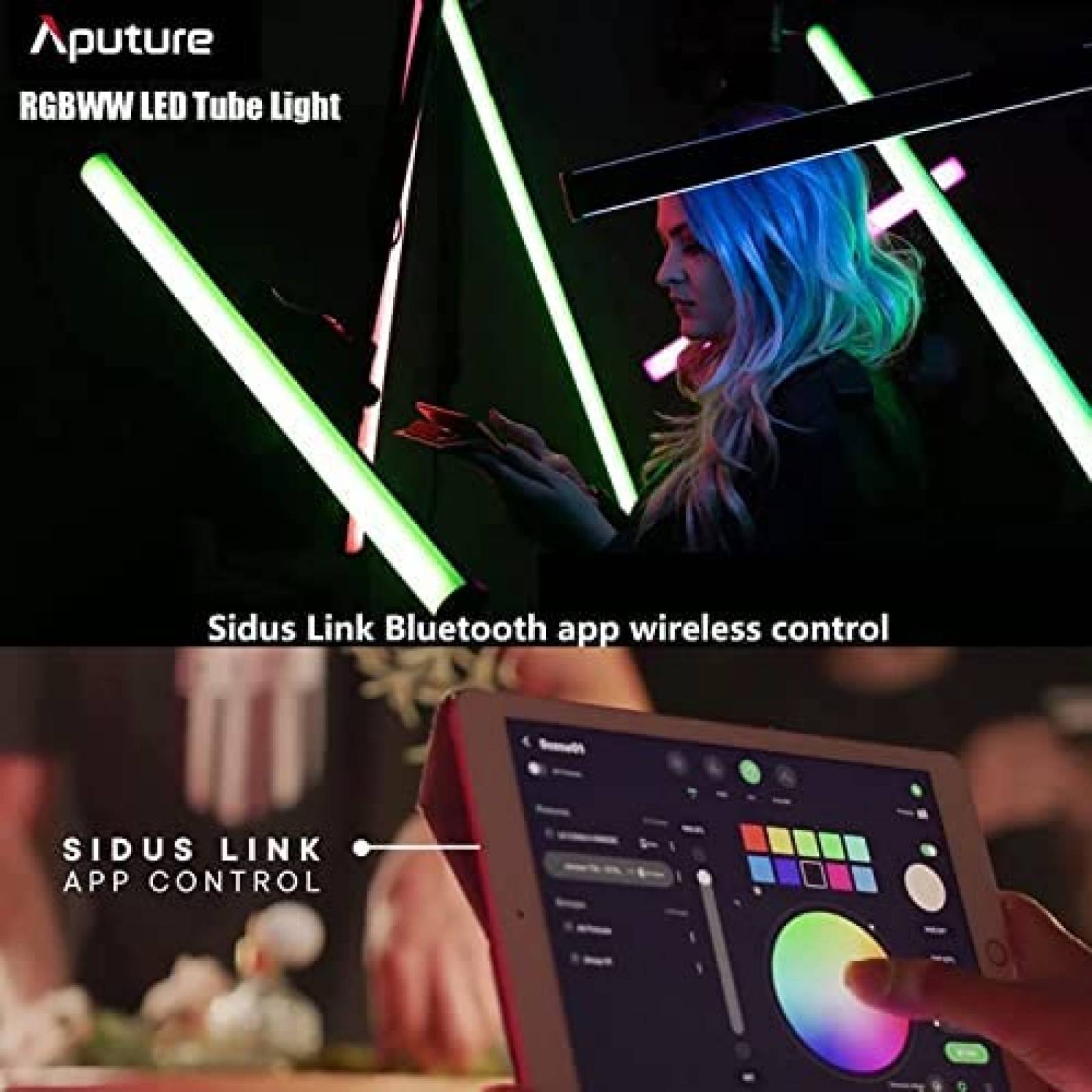 Tubo De Luz APuture LED RGB 2500K - 7500K Control -Negro