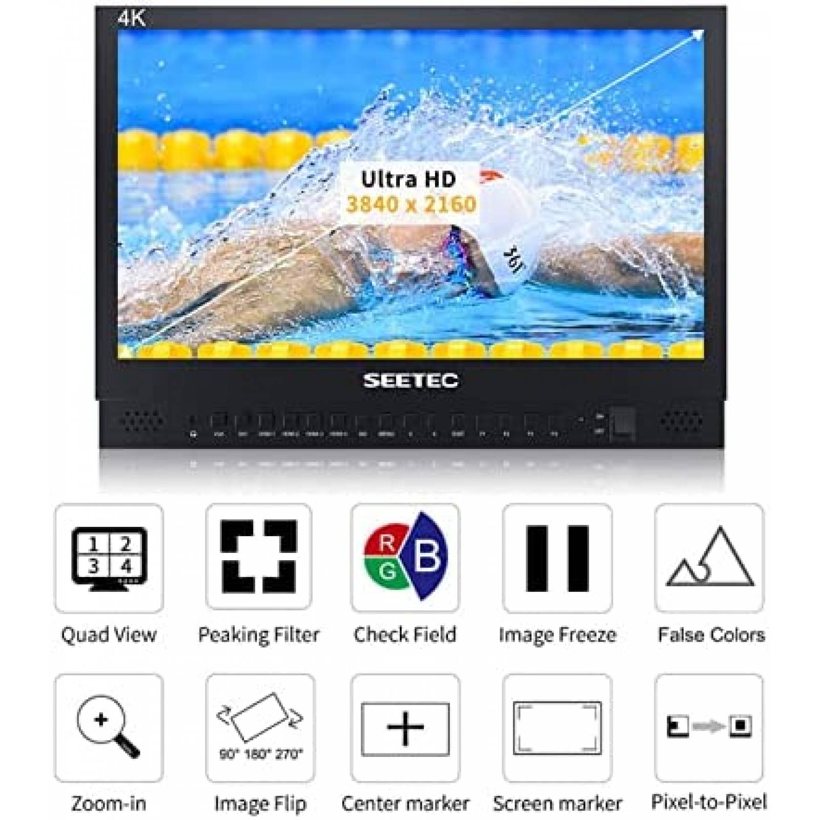 Monitor de Video Seetec 4K156-9HSD 15.6'' 4K 4xHDMI -Negro