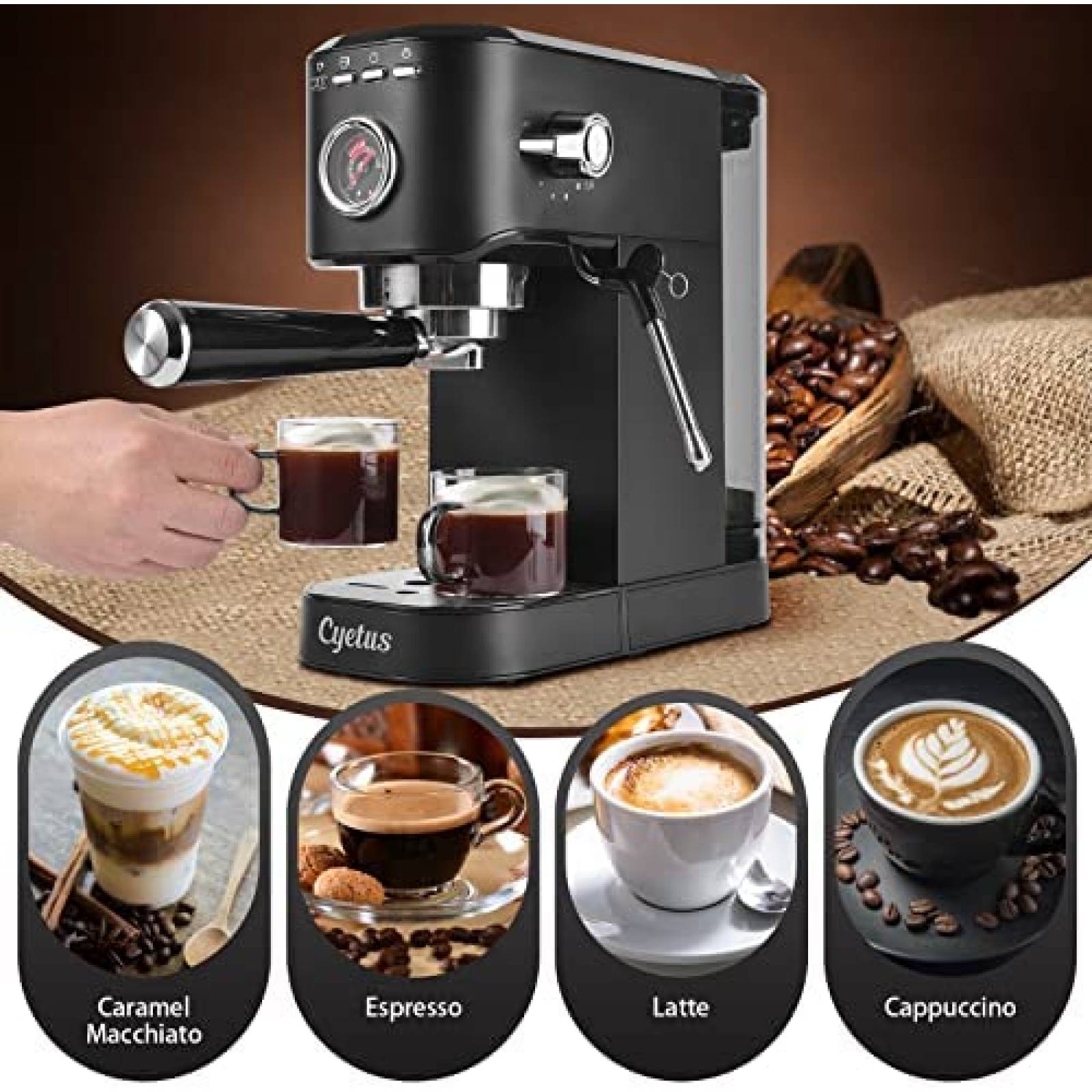 Cafetera CYETUS CM5080 Varita Espumadora de Vapor -Morado