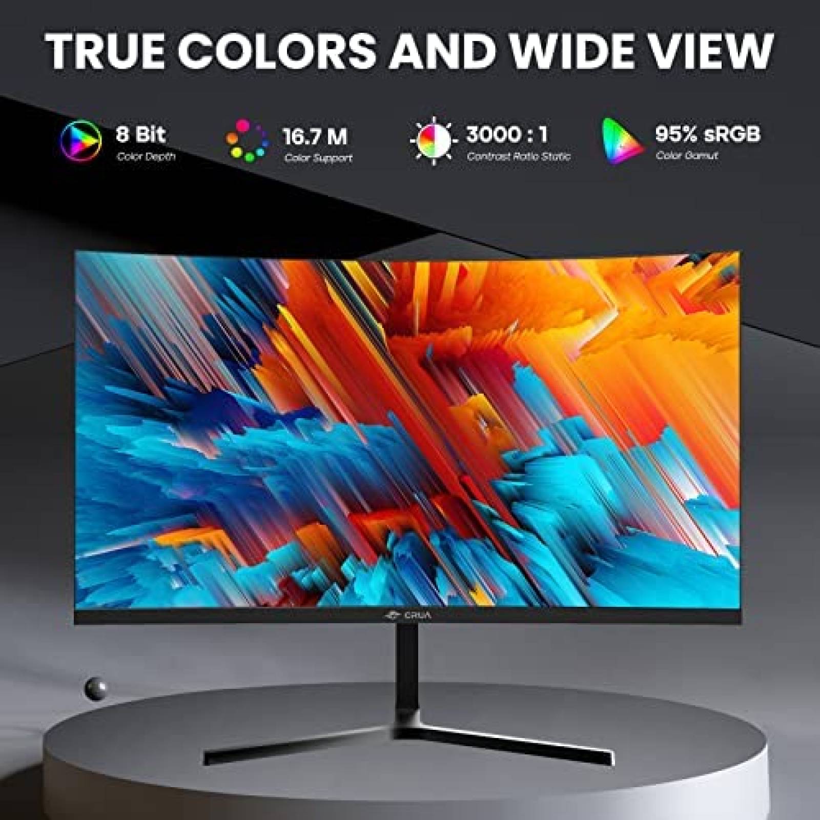 Monitor Gamer Curveado Crua 24 144hz Fhd 1080p Hdmi Negro