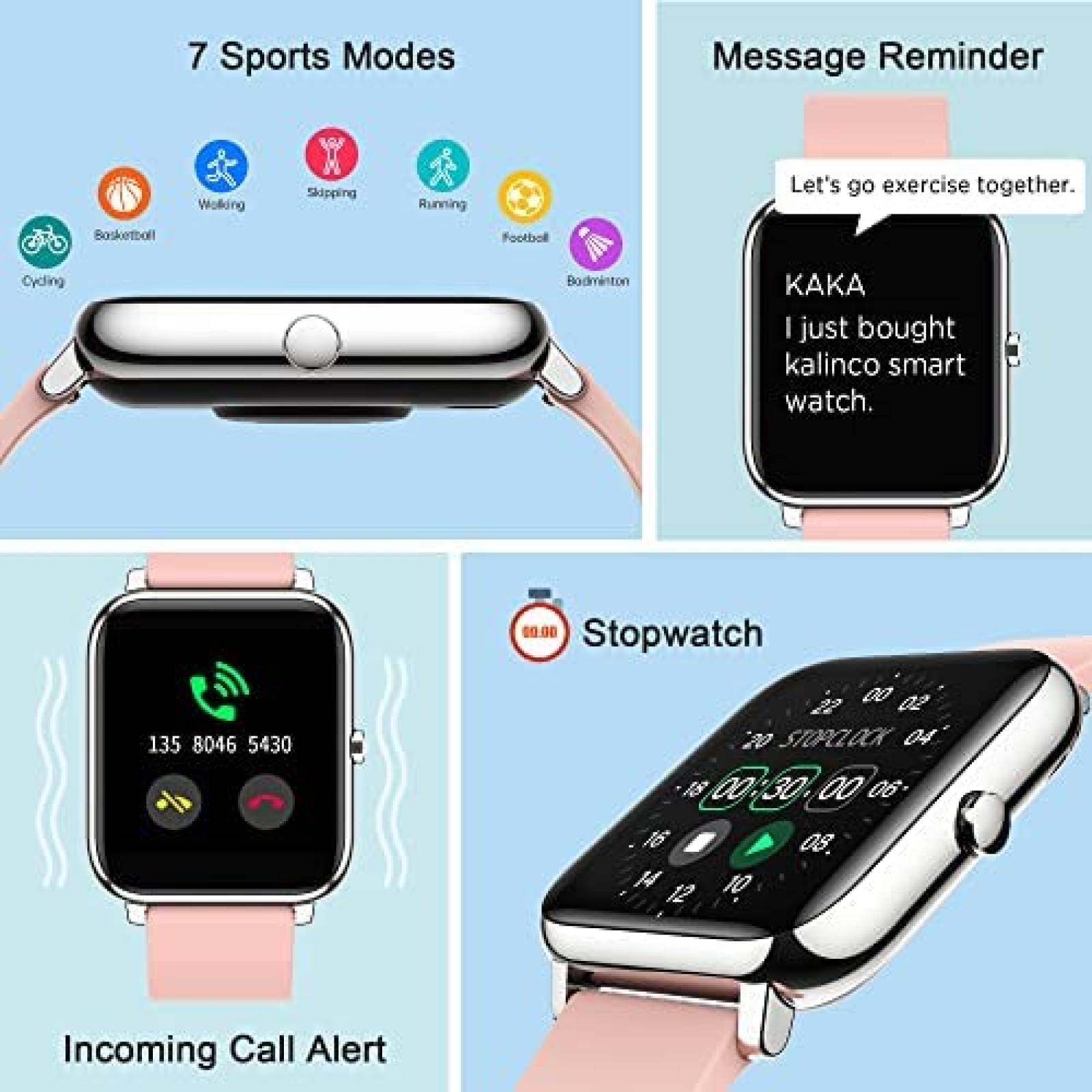 Smartwatch KALINCO Rastreador de Actividad Fisica -Rosa