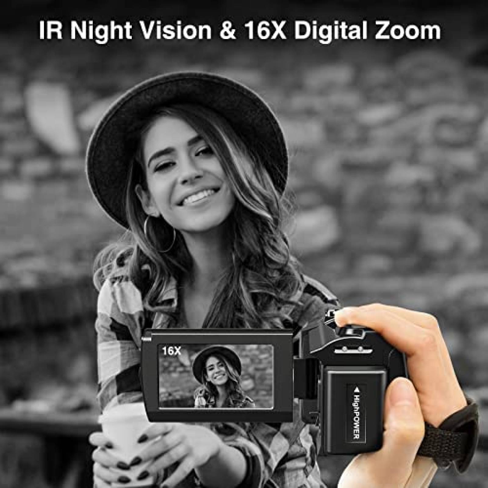 Videocamara DuaFcoh 48MP WiFi IR Zoom 16X Microfono -Negro