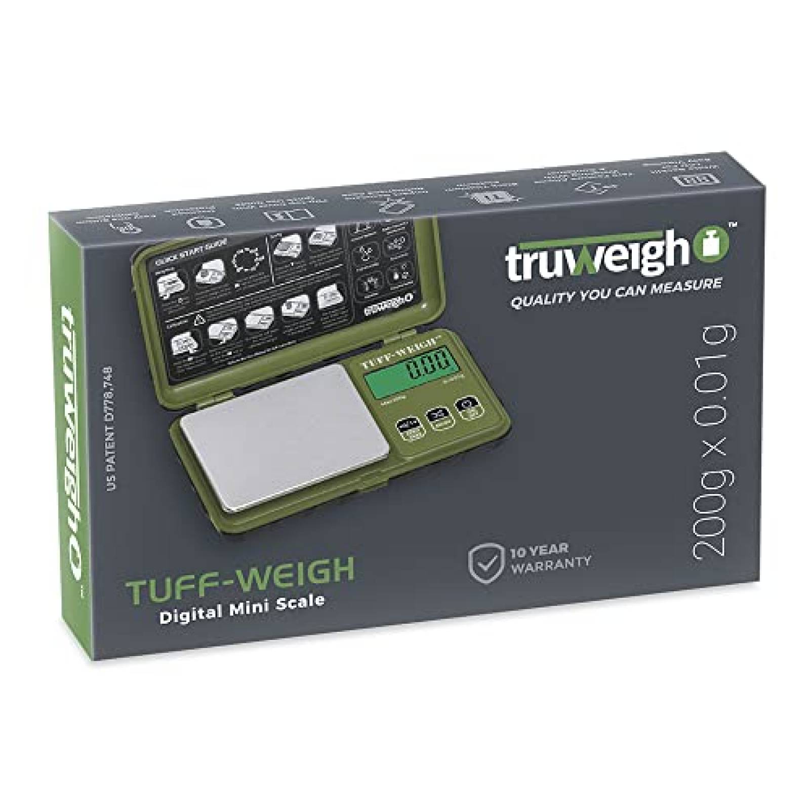 Mini Bascula Digital Truweigh Escala 200g x 0.01g -Negro