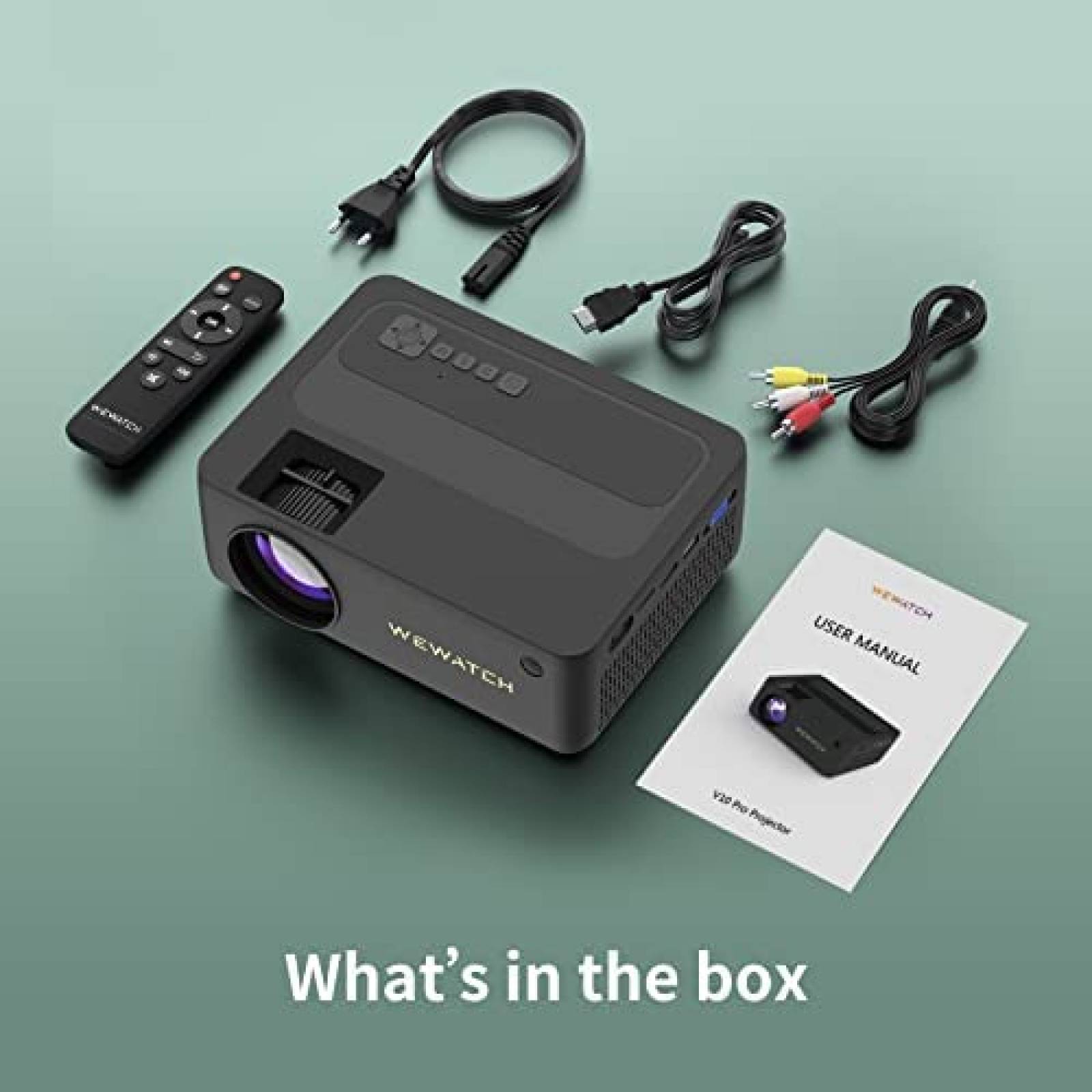 Mini Projector WEWATCH 1080P 13500L WiFi Bluetooth -Negro