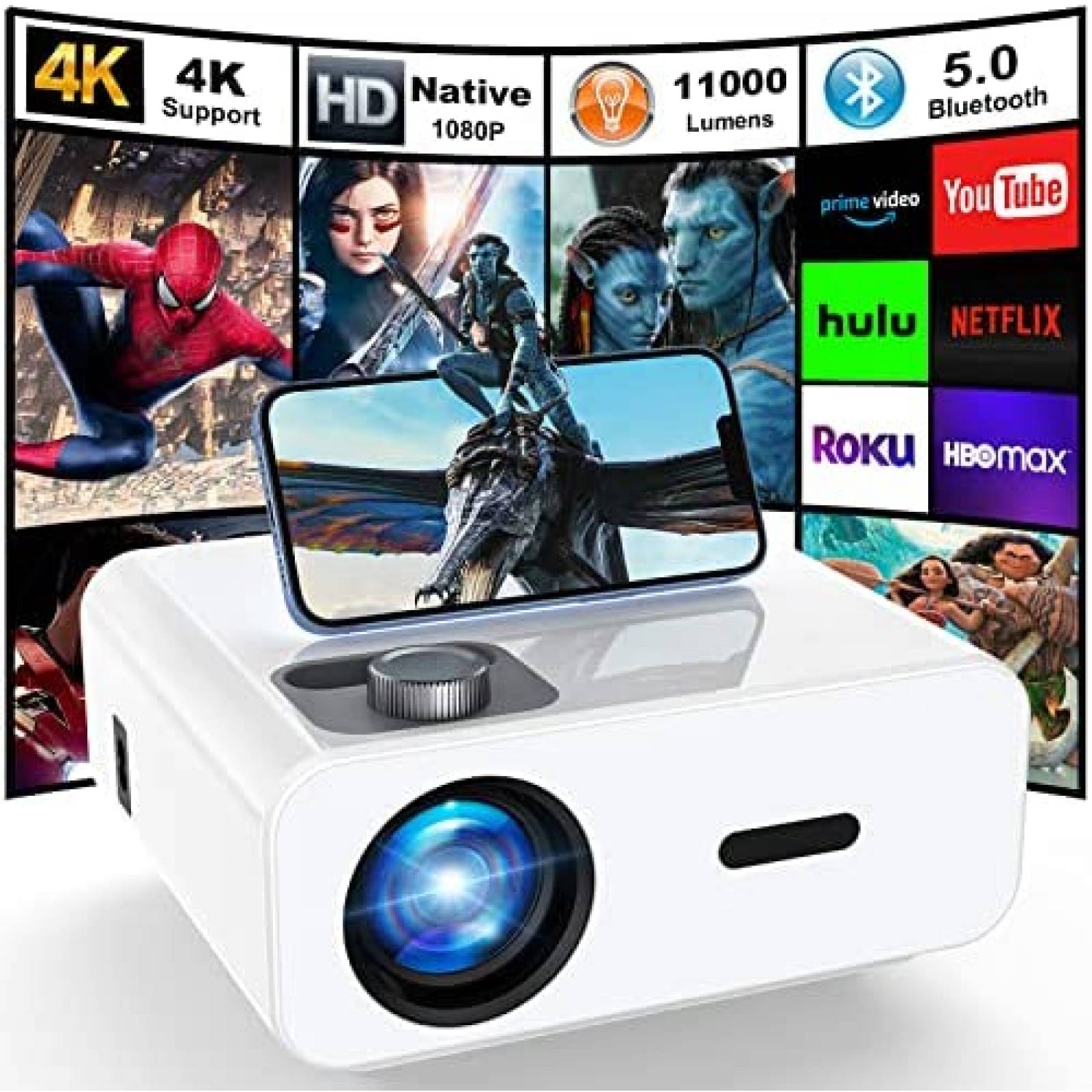 Proyector HONPOW Native FHD 1080P 11000 Lumens Portatil