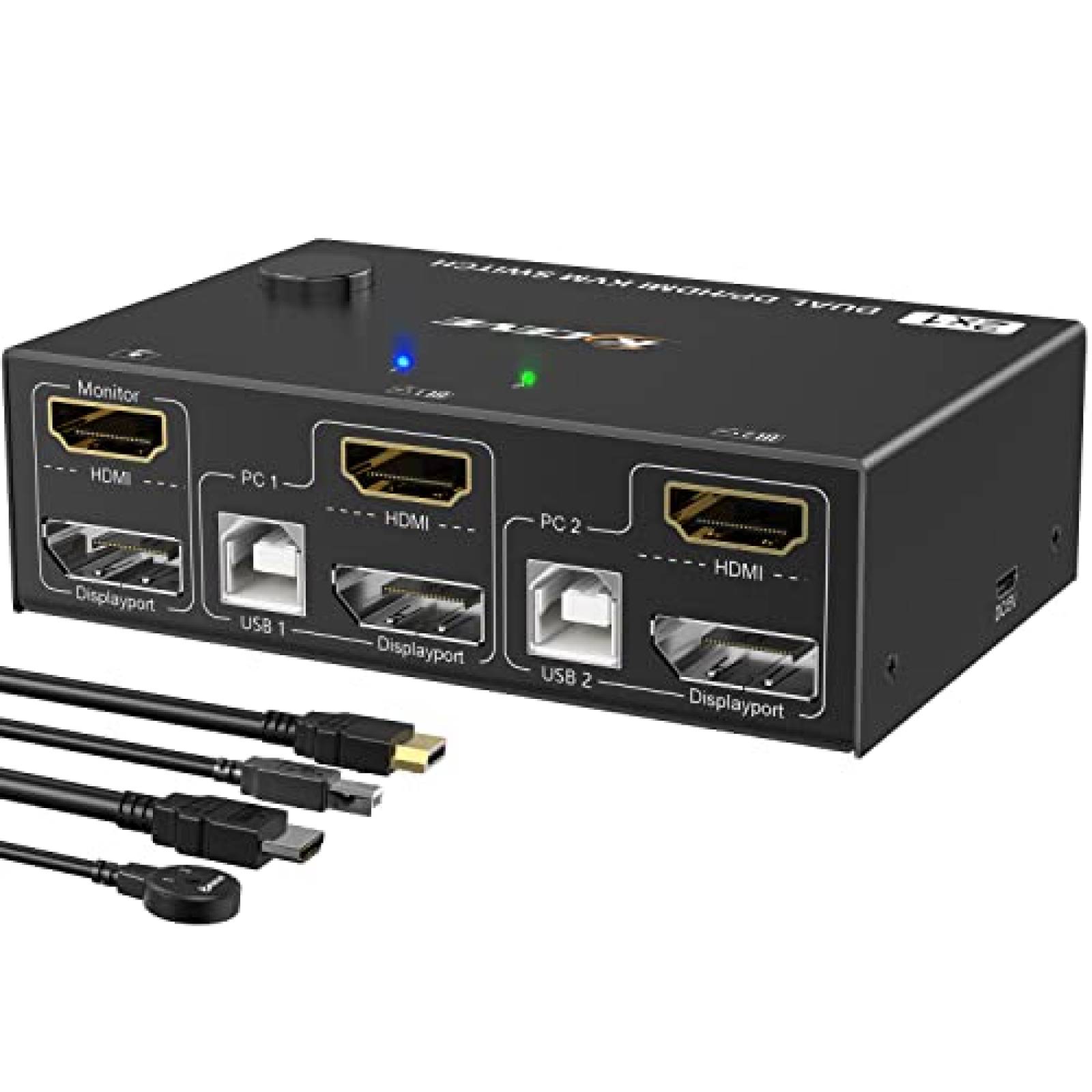 Switch KVM MLEEDA 4K60Hz 3 Puertos HDMI 4 USB -Negro
