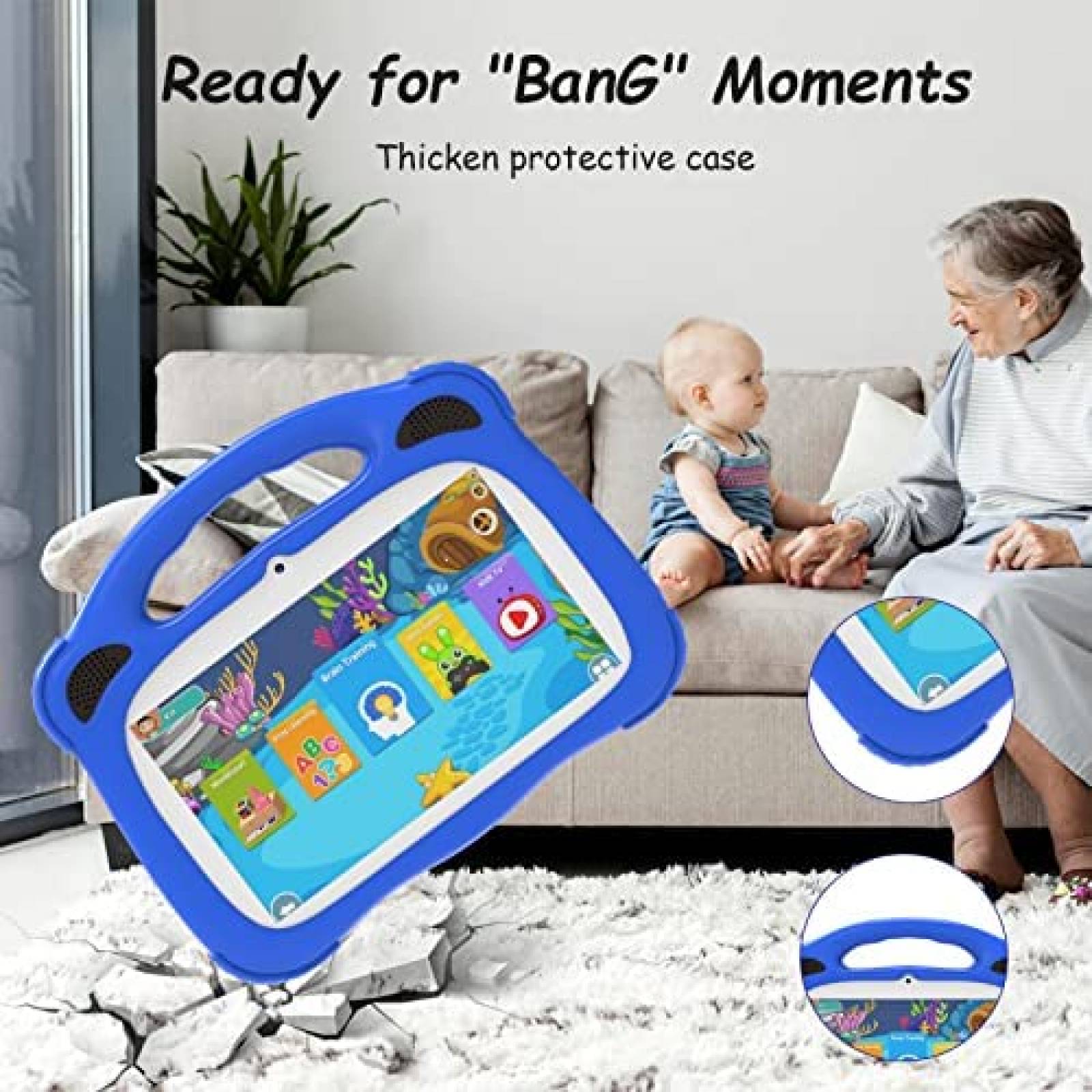 Tablet para Niños YQSAVIOR 7'' IPS 2GB RAM 16GB SD -Azul
