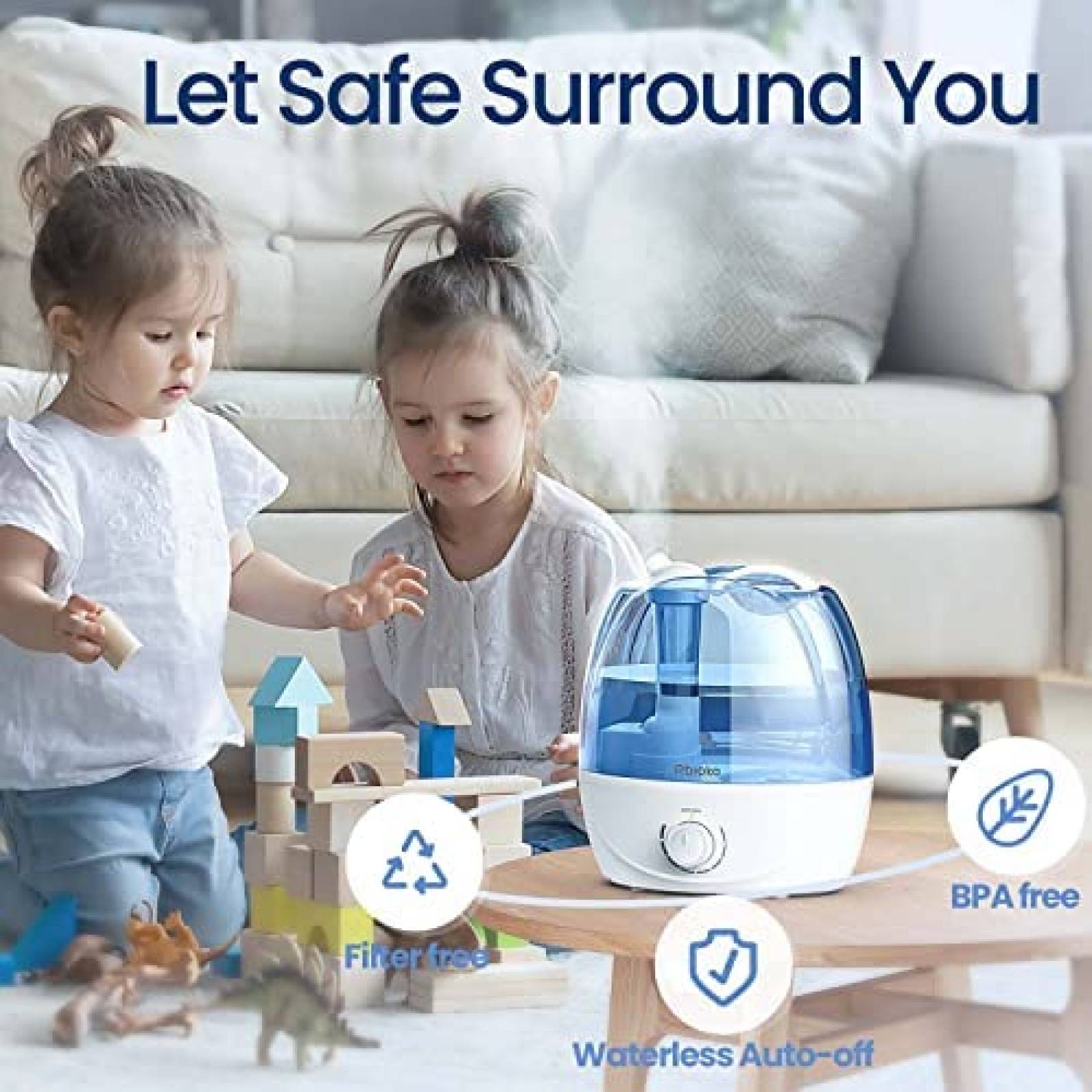 Humidificadores Rbioko con Auto Off 360 Cap. 2.6L -Blanco