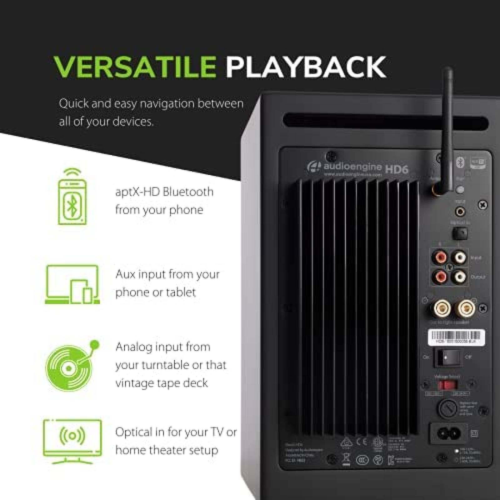 2 Bocinas Audioengine HD6 150W Bluetooth y Control Remoto