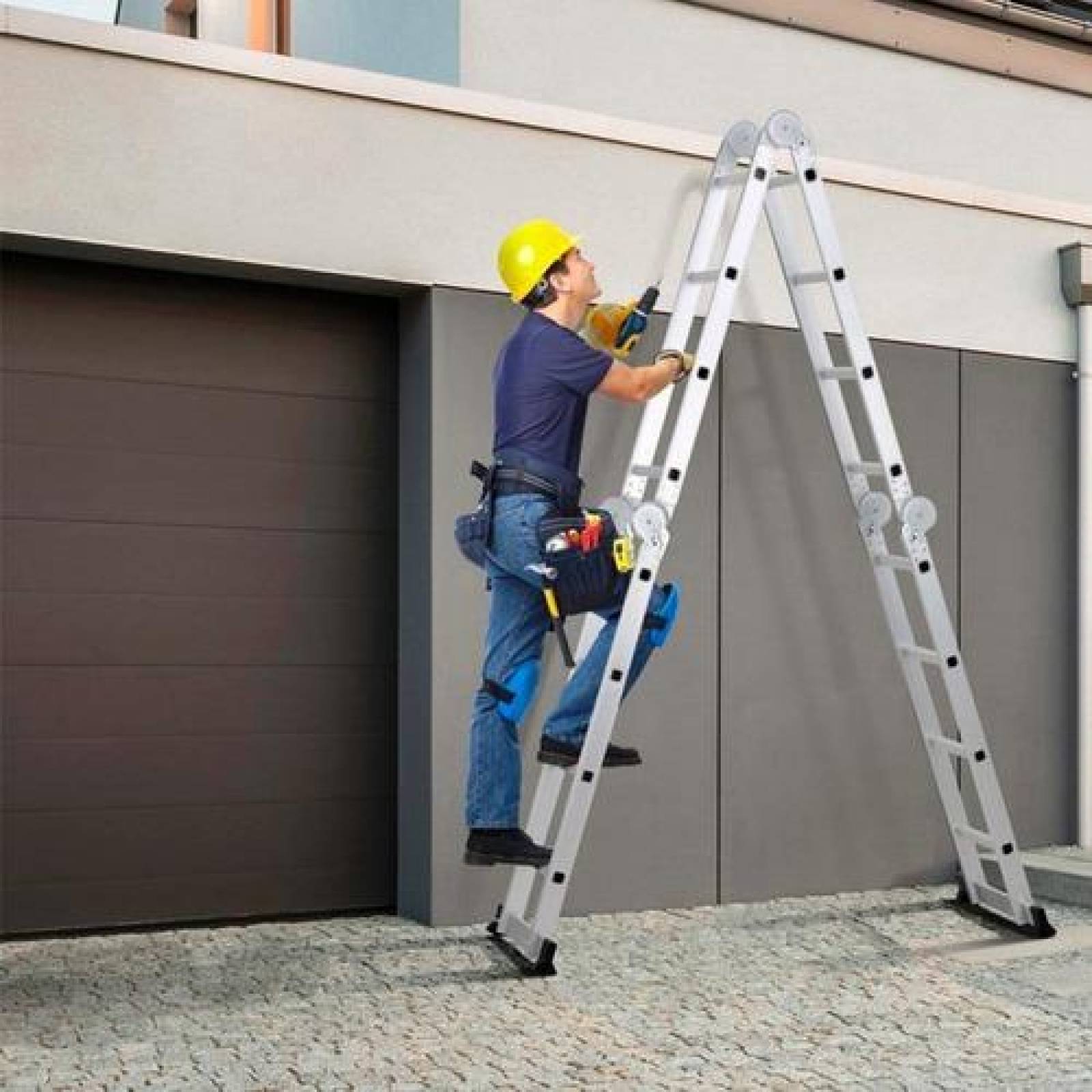 Escalera Multiposiciones Aluminio C/ Charolas 12 Escalones