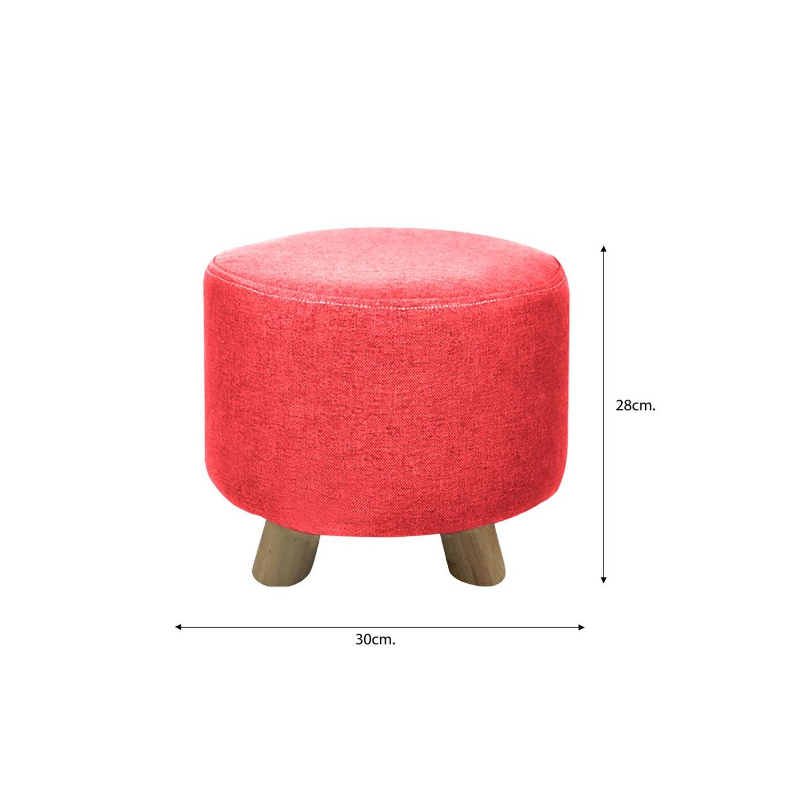 Banco Puff Banquito De Madera 4 Patas Tela Lisa Rosa Chico