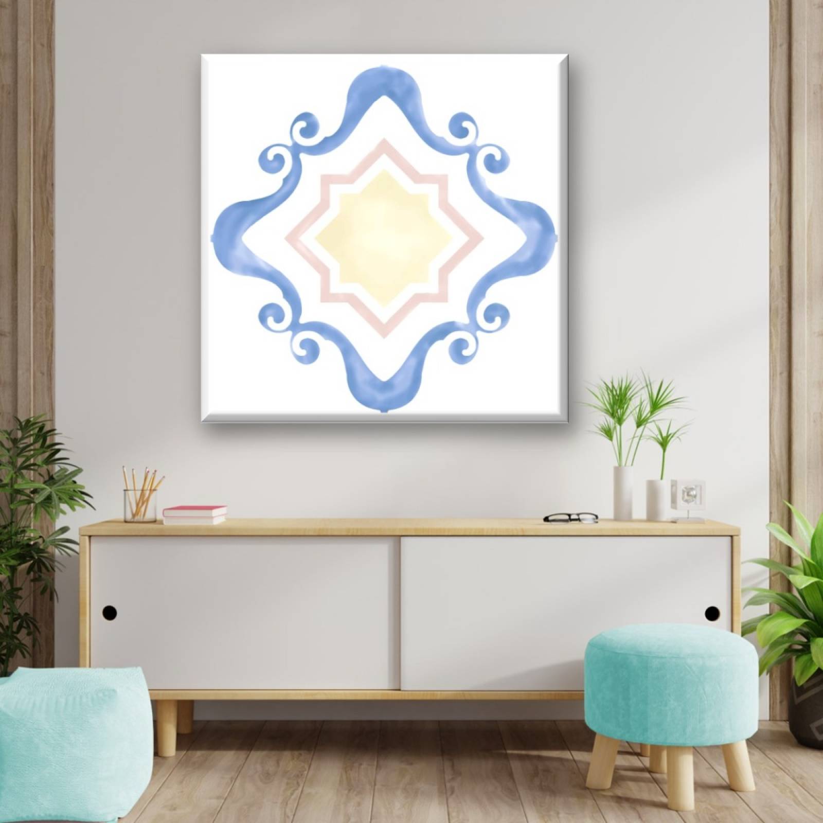 Cuadro Canva Decorativo Rombo Decorado 80X80 cm