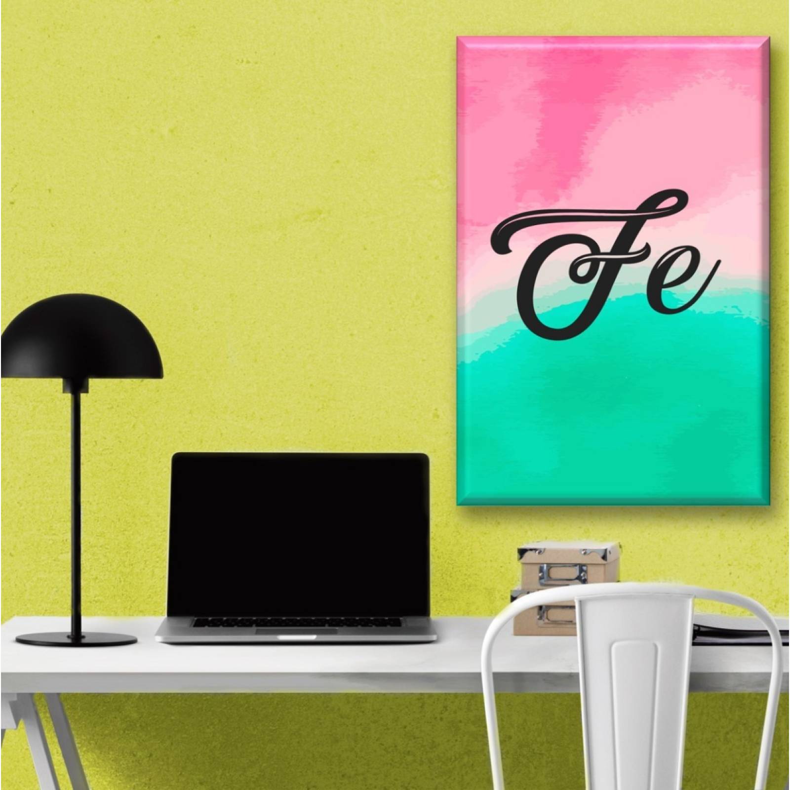 Cuadro Canva Decorativo Fe Letras 90X60 cm