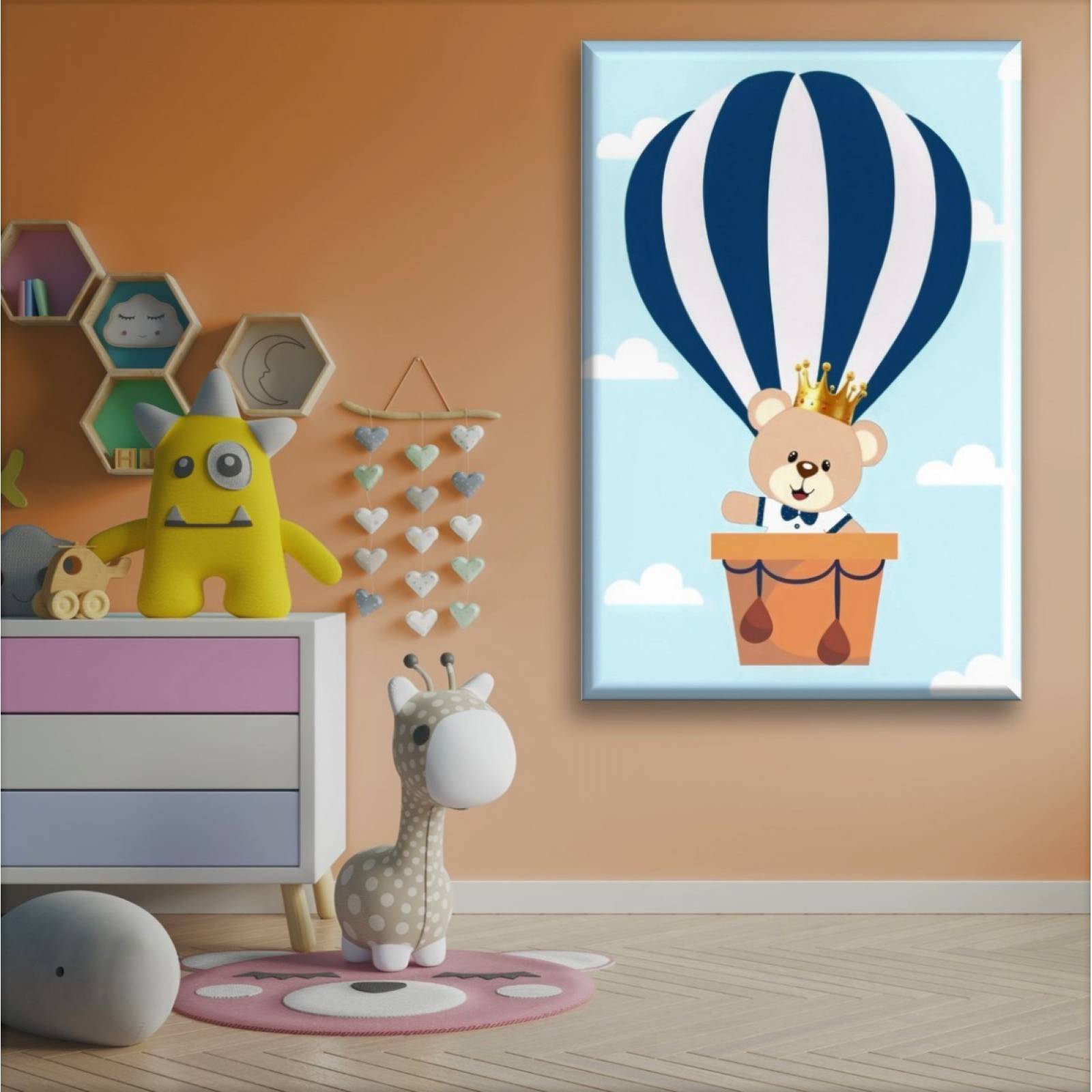 Cuadro Canva Decorativo Oso Rey 60X40 cm