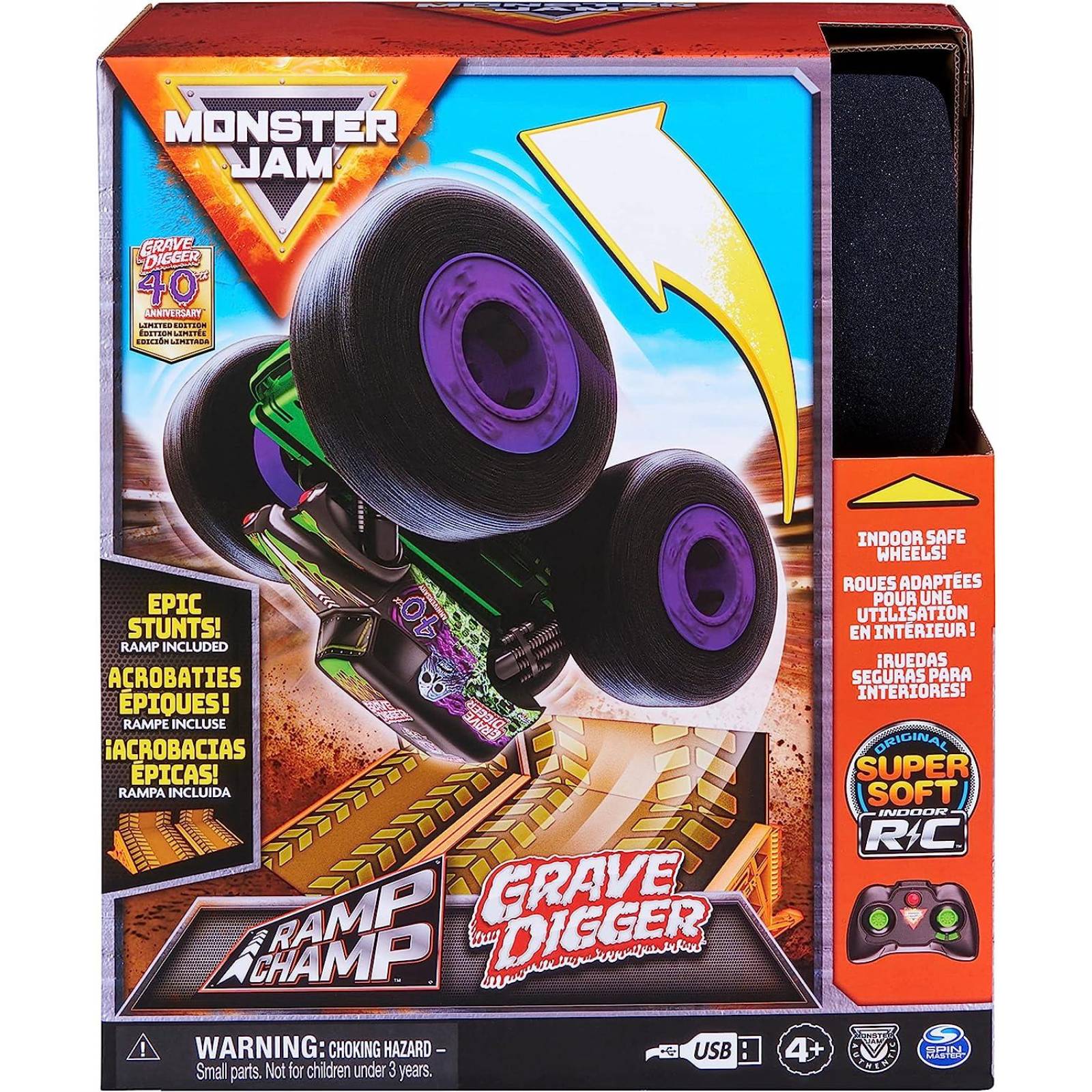 Monster Jam Ramp Champ Grave Digger Control Remoto