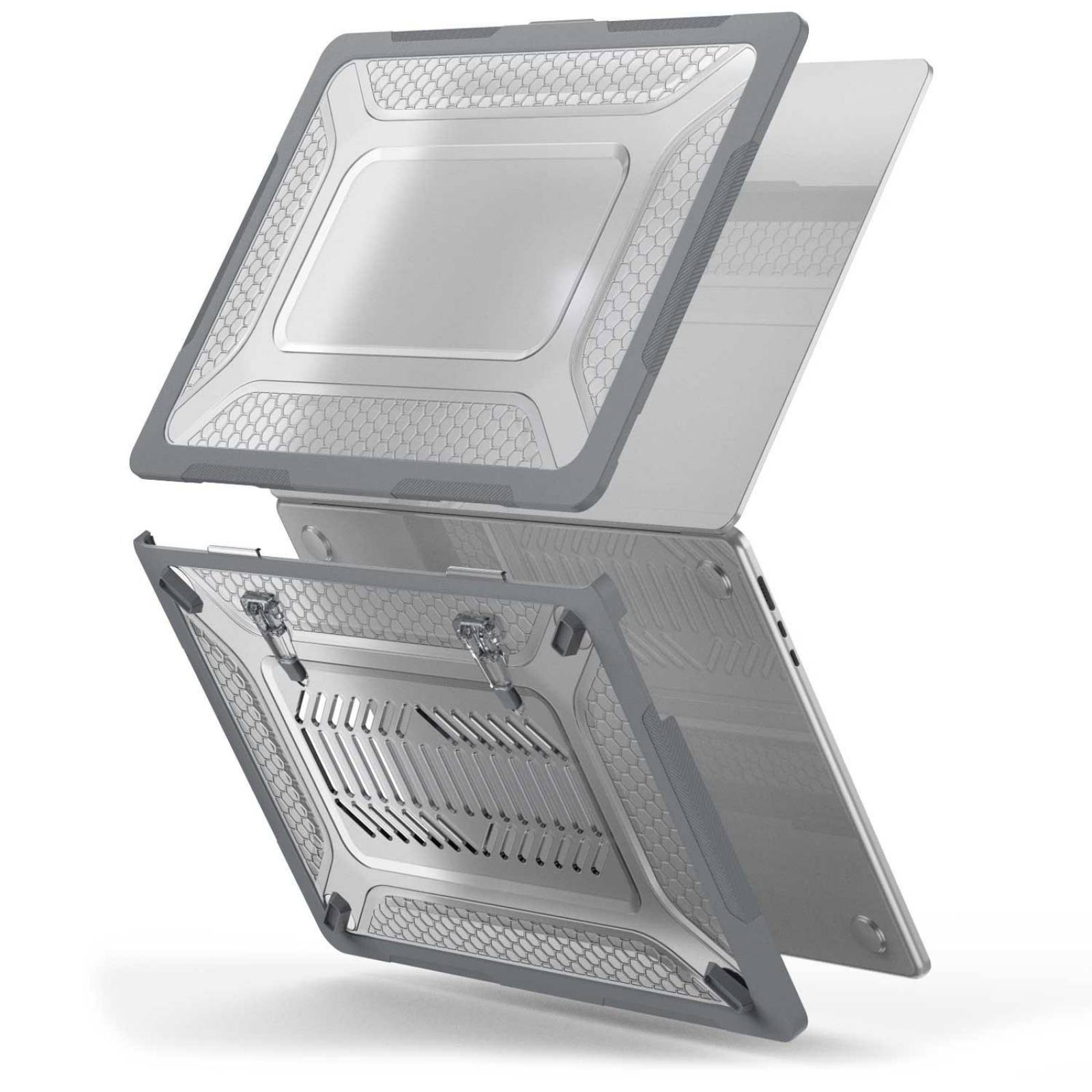 Funda TEKKU para MacBook Pro 13 M1 M2 uso rudo Gris A2338 A2238 A2289 ...