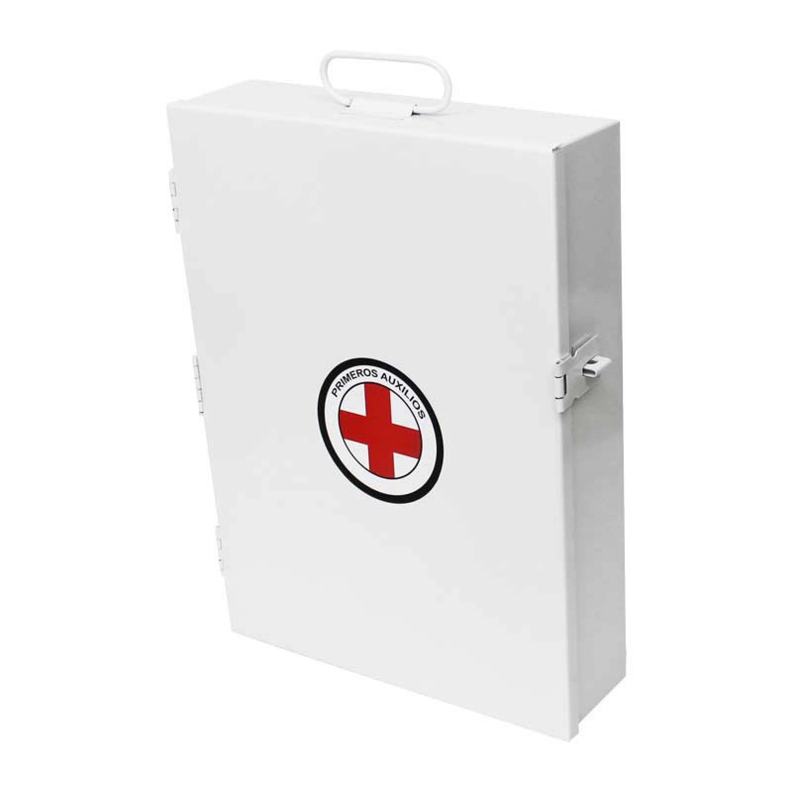 Botiquín metálico de emergencia mediano blanco