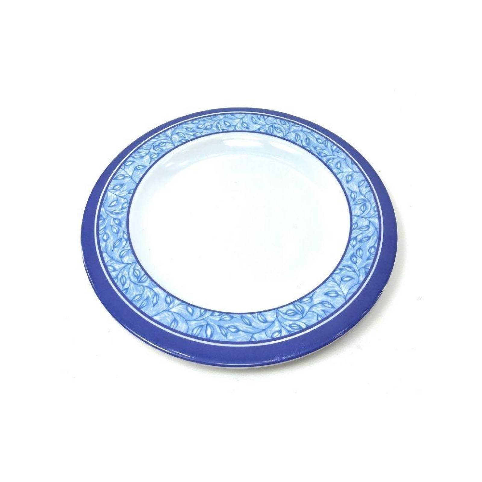 Juego 6 platos pastel plástico melamina 20 cm, filo azul