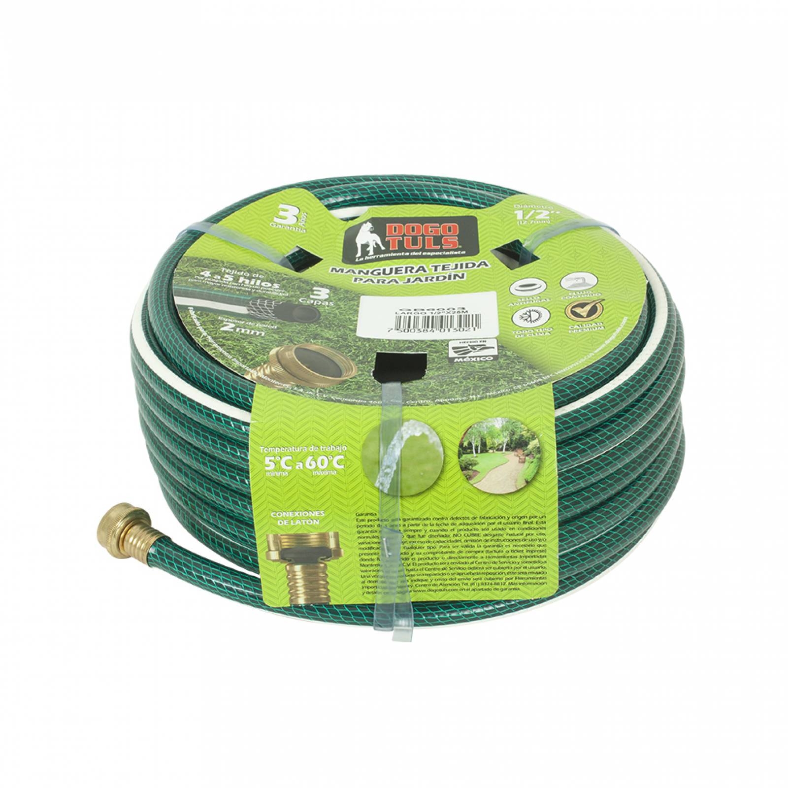 Manguera Jardin Tejida 3 Capas 1/2"X25M