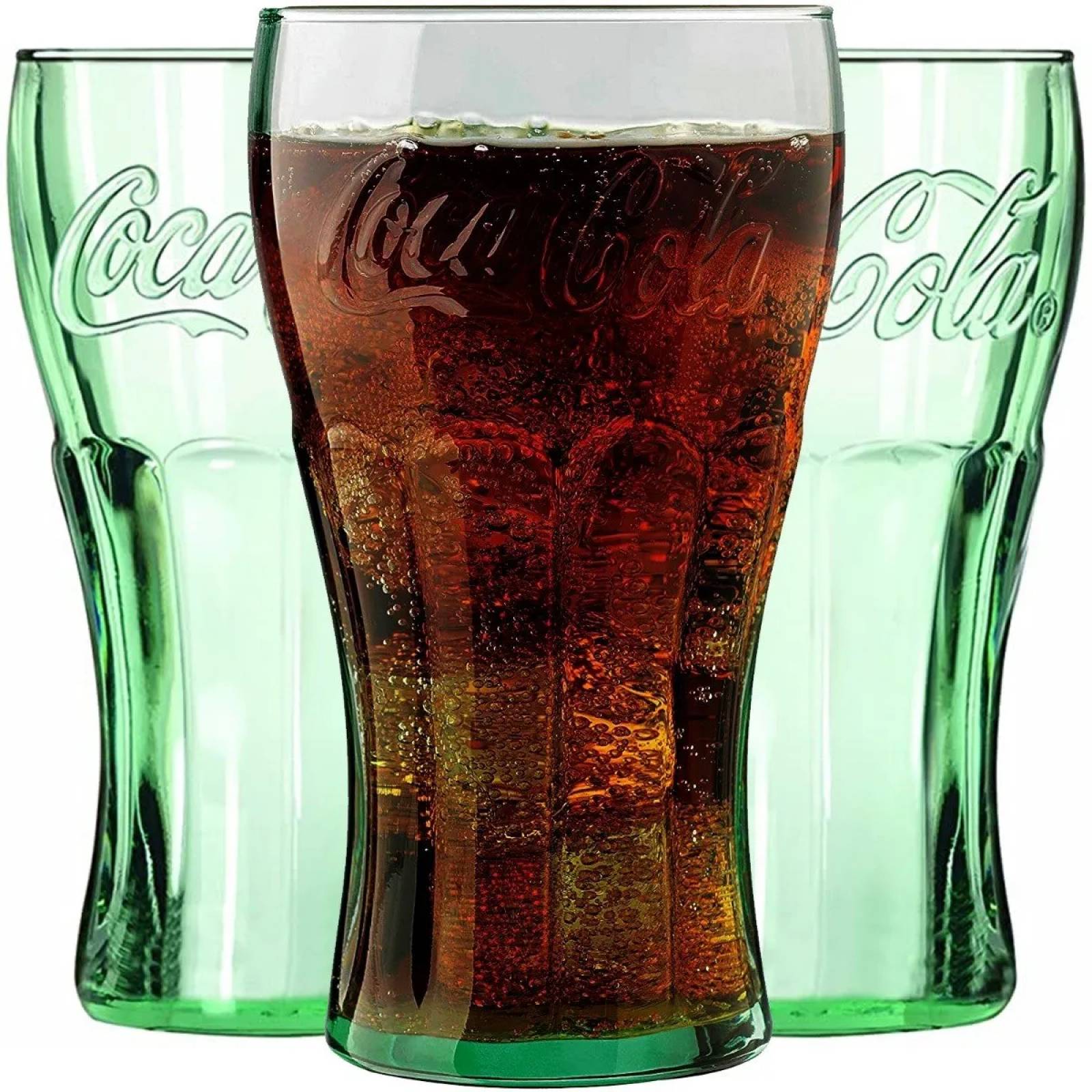 AJR Set de 4 Vasos Coca Cola Green Glass Color Verde De Vidrio