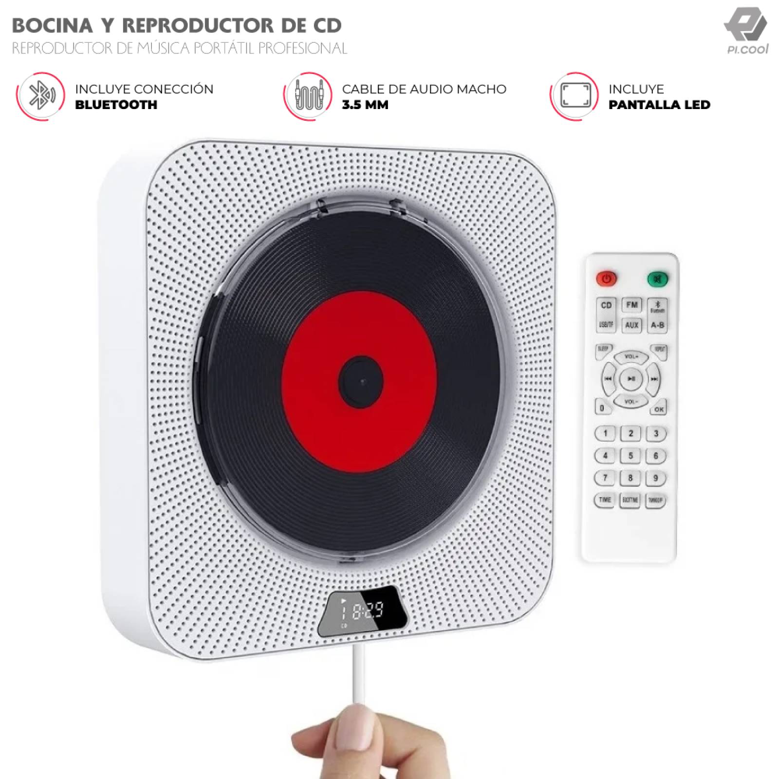 Reproductor De Cd De Musica Portatil De Pared Profesional